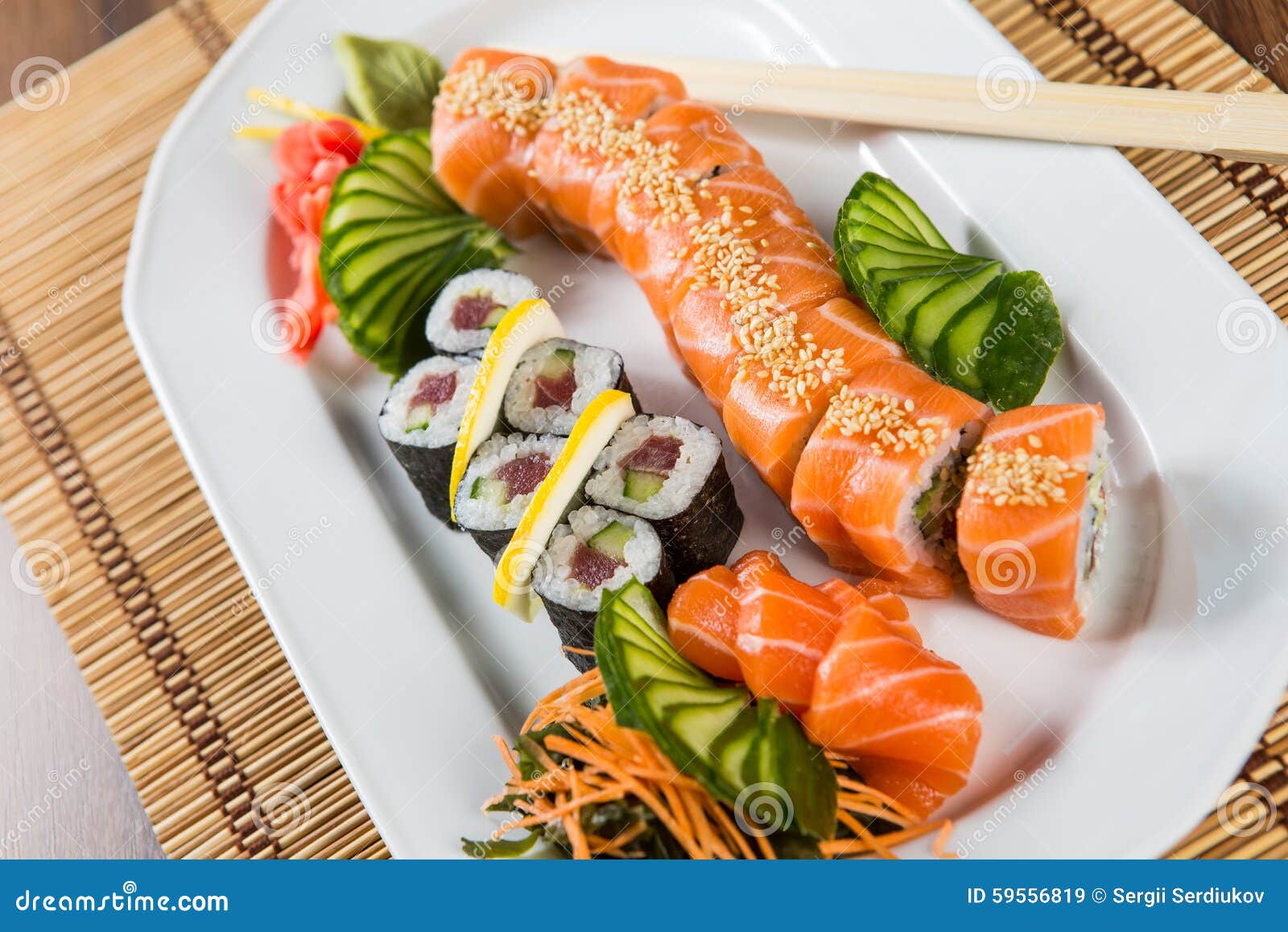 Fresh Sushi rolls stock image. Image of traditional, healthy - 59556819
