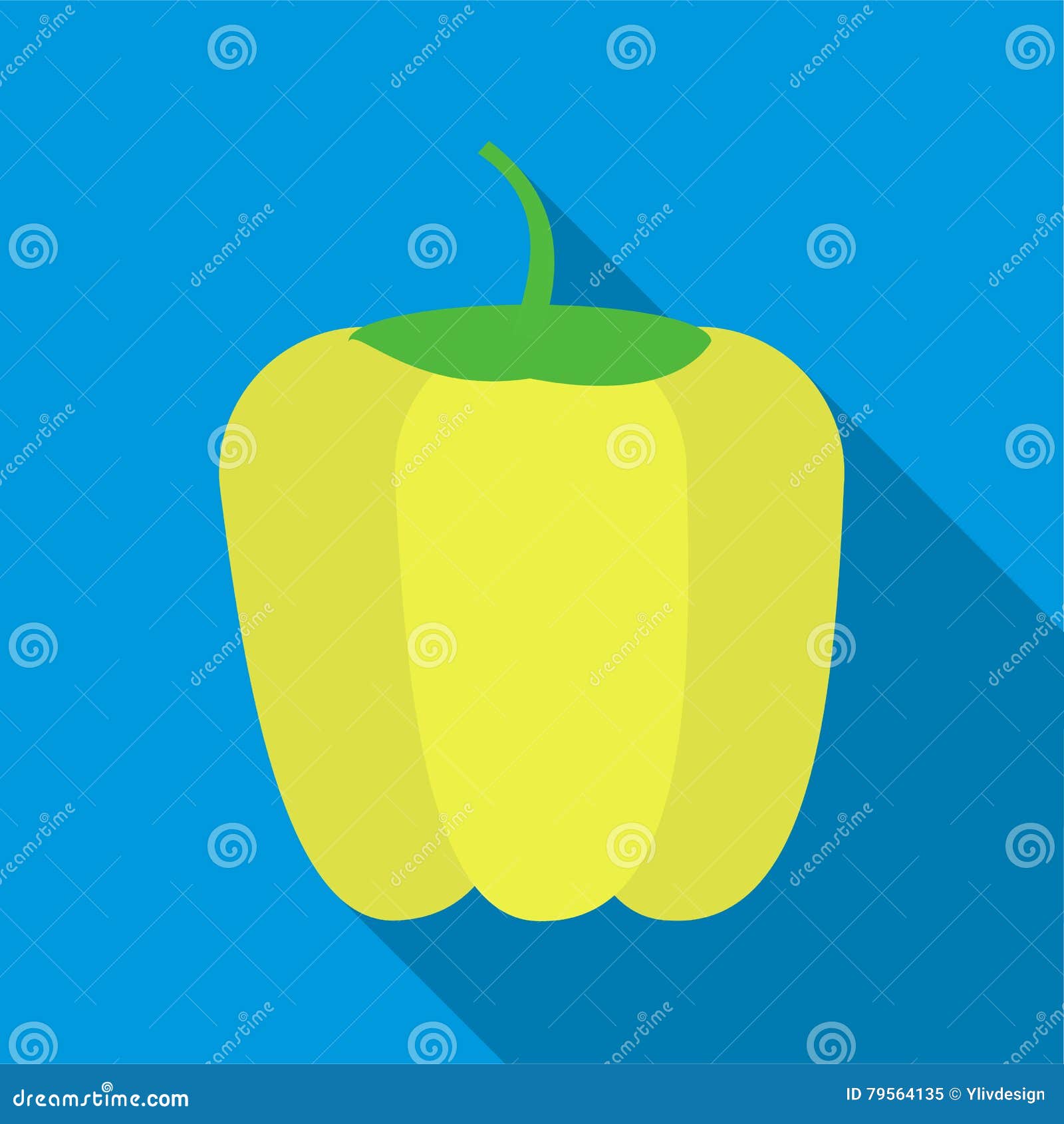 Fresh Sweet Green Pepper Icon, Flat Style Stock Vector - Illustration ...