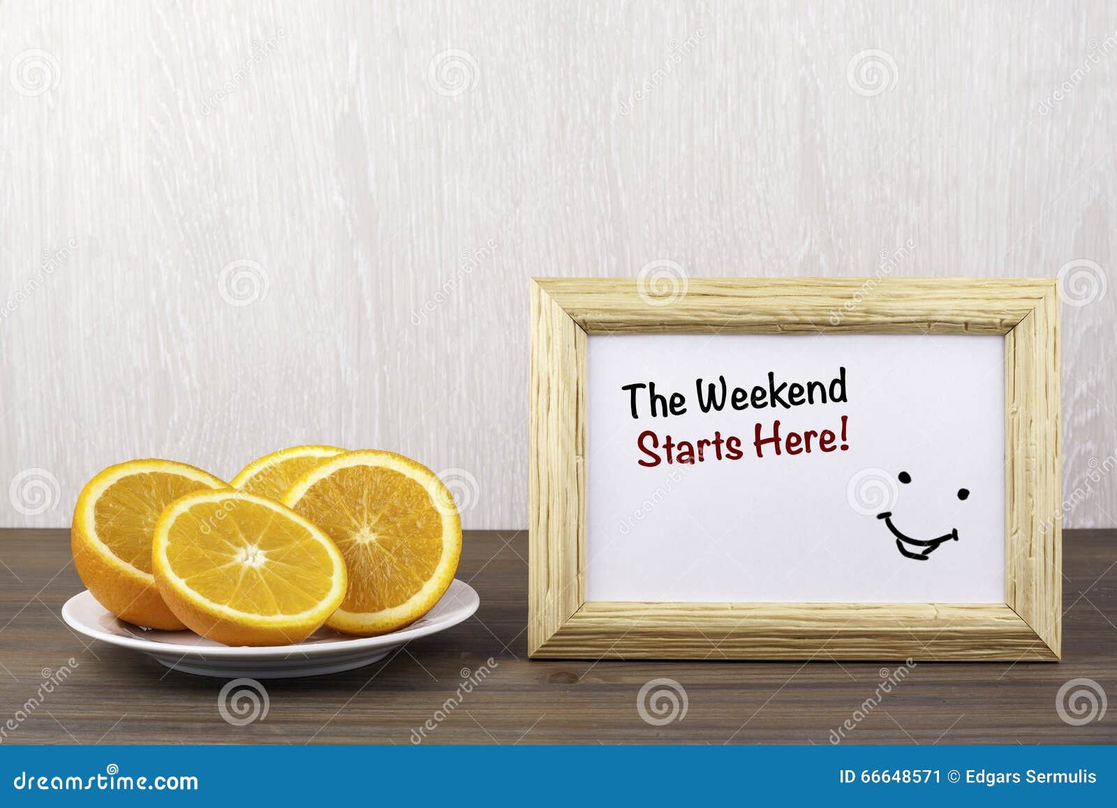 Fresh Sweet Oranges on the Wooden Table. the Weekend Starts Here Stock ...