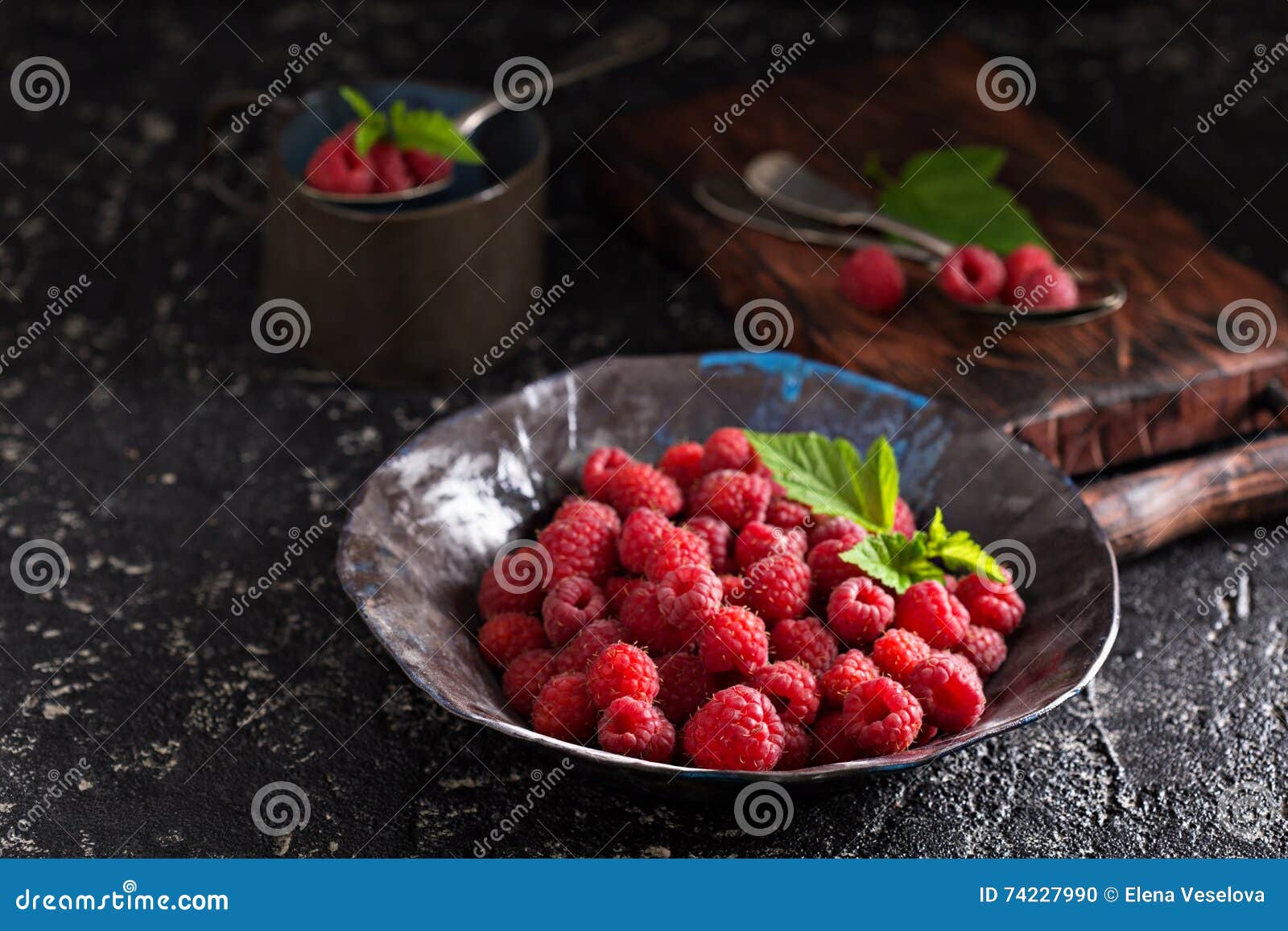 Fresh Sweet Raspberry in Black Bowl Stock Photo - Image of berry, color ...