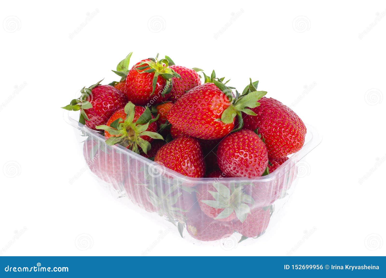 Fresh Sweet Red Strawberries in Plastic Container. Stock Photo - Image ...