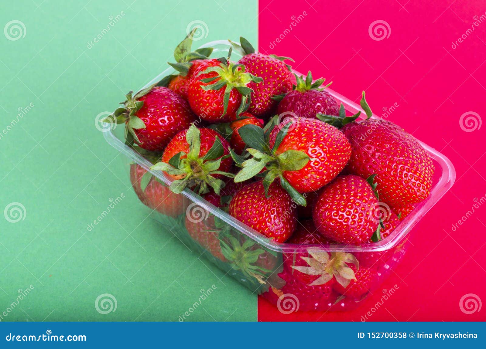 Fresh Sweet Red Strawberries in Plastic Container. Stock Photo - Image ...