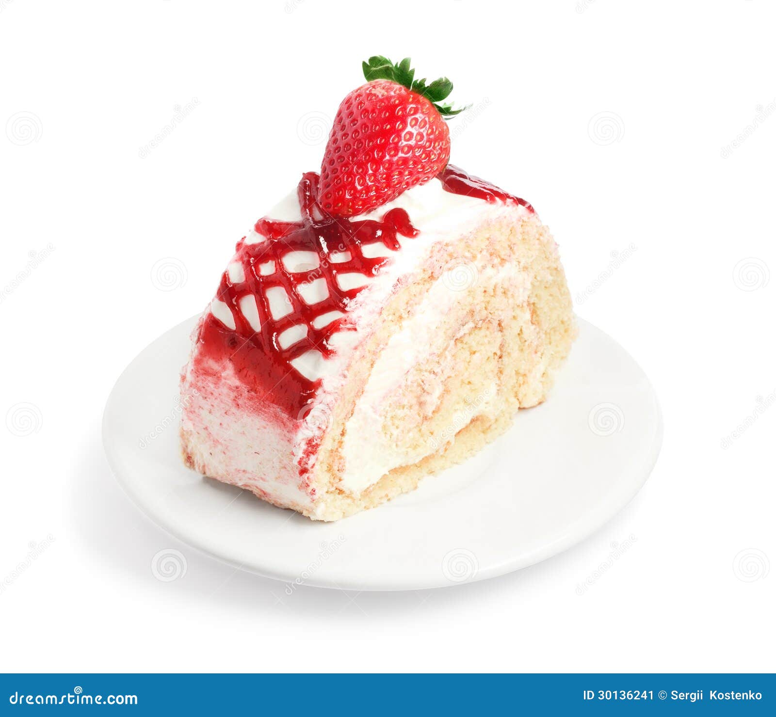 Strawberry Cake on White Plate Stock Image - Image of cake, dessert ...