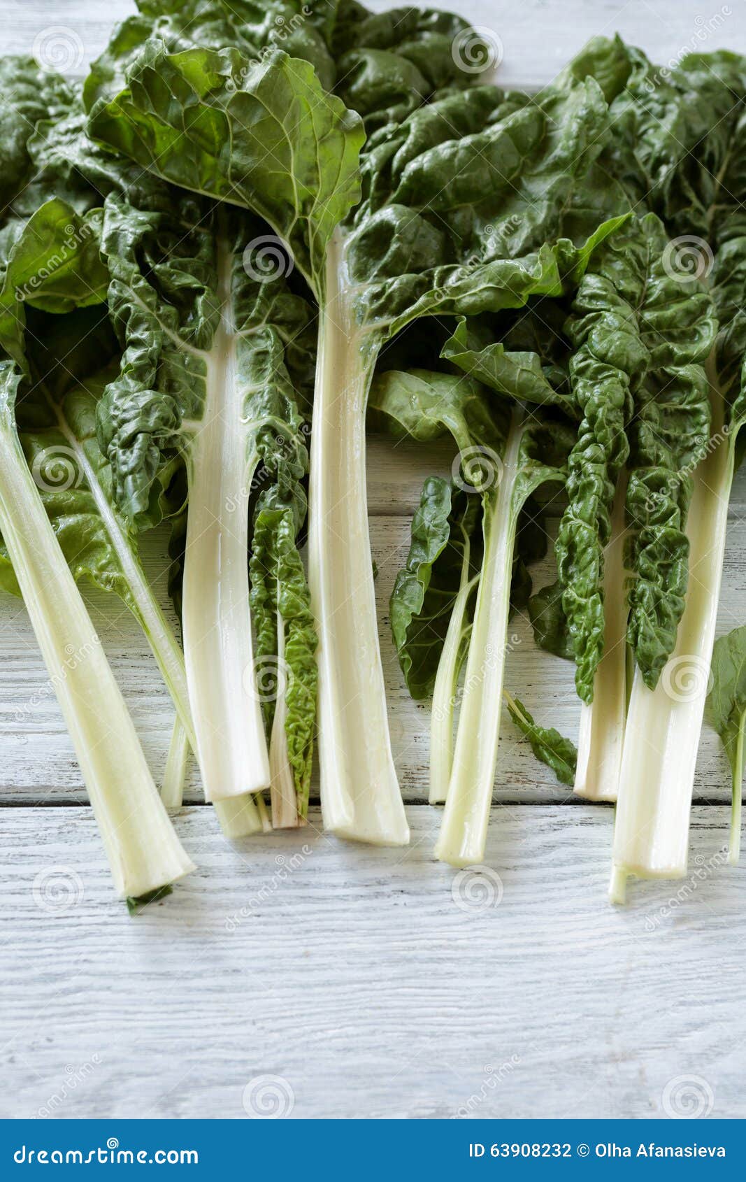 Fresh Swiss Chard on White Boards Stock Photo - Image of pattern ...