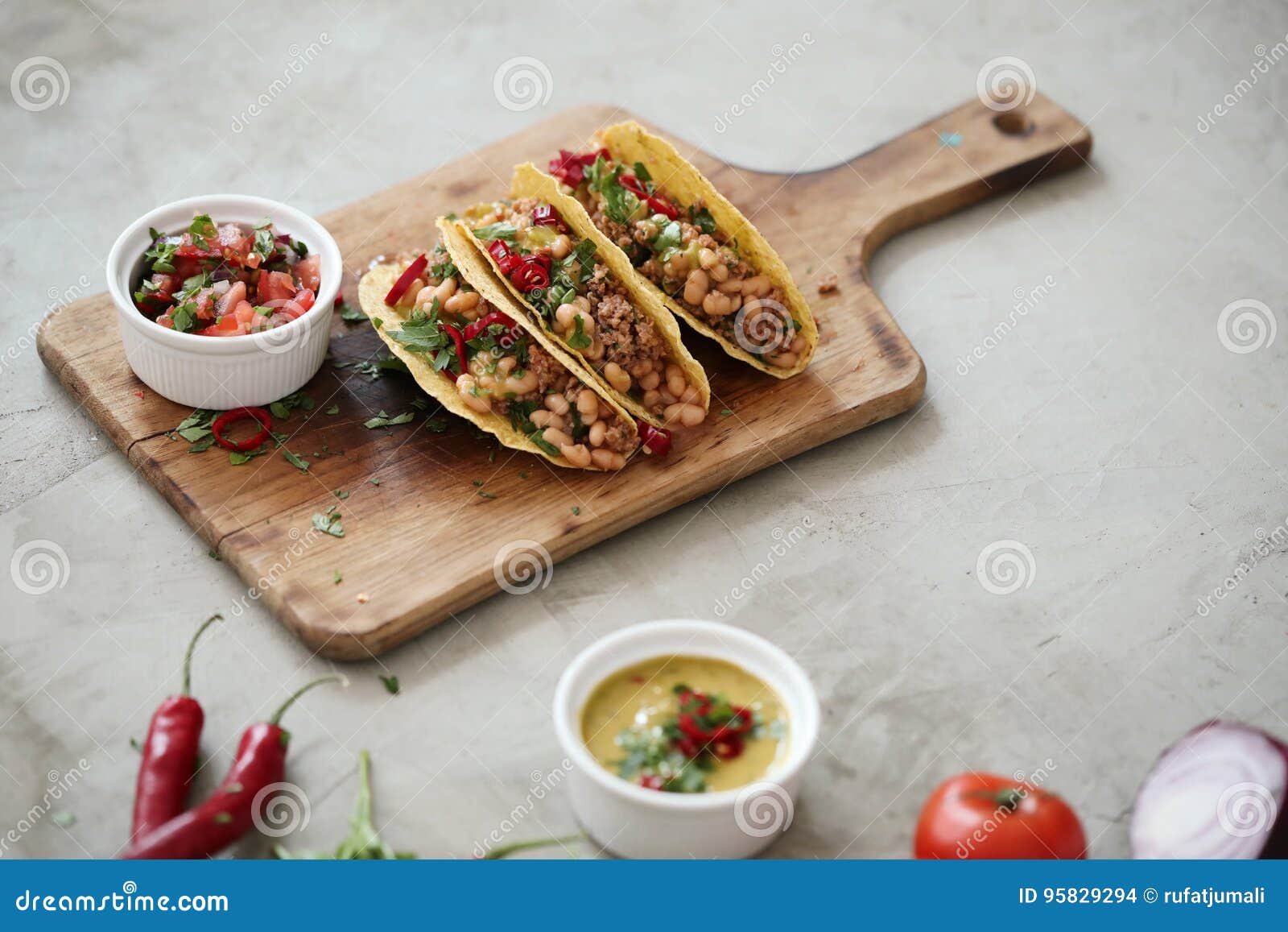 Fresh taco stock photo. Image of prepared, meat, dinner - 95829294