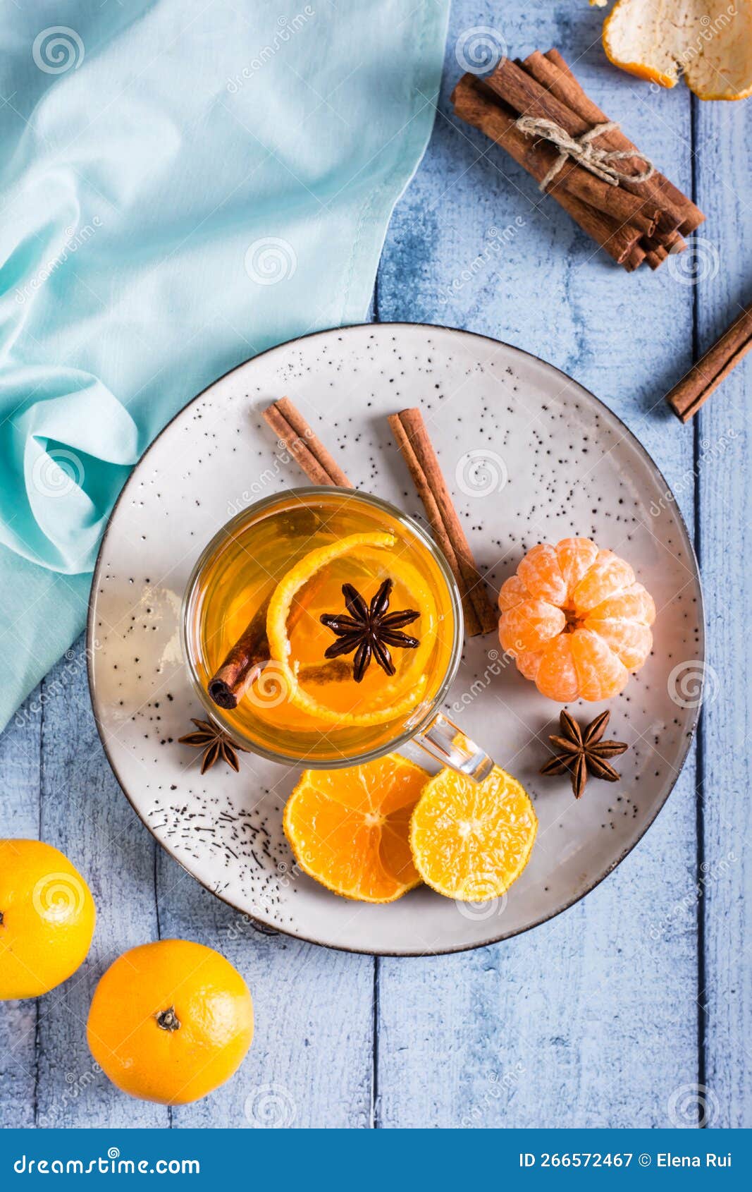 Fresh Tangerine Tea with Cinnamon in a Cup on the Table. Vitamin Drink ...