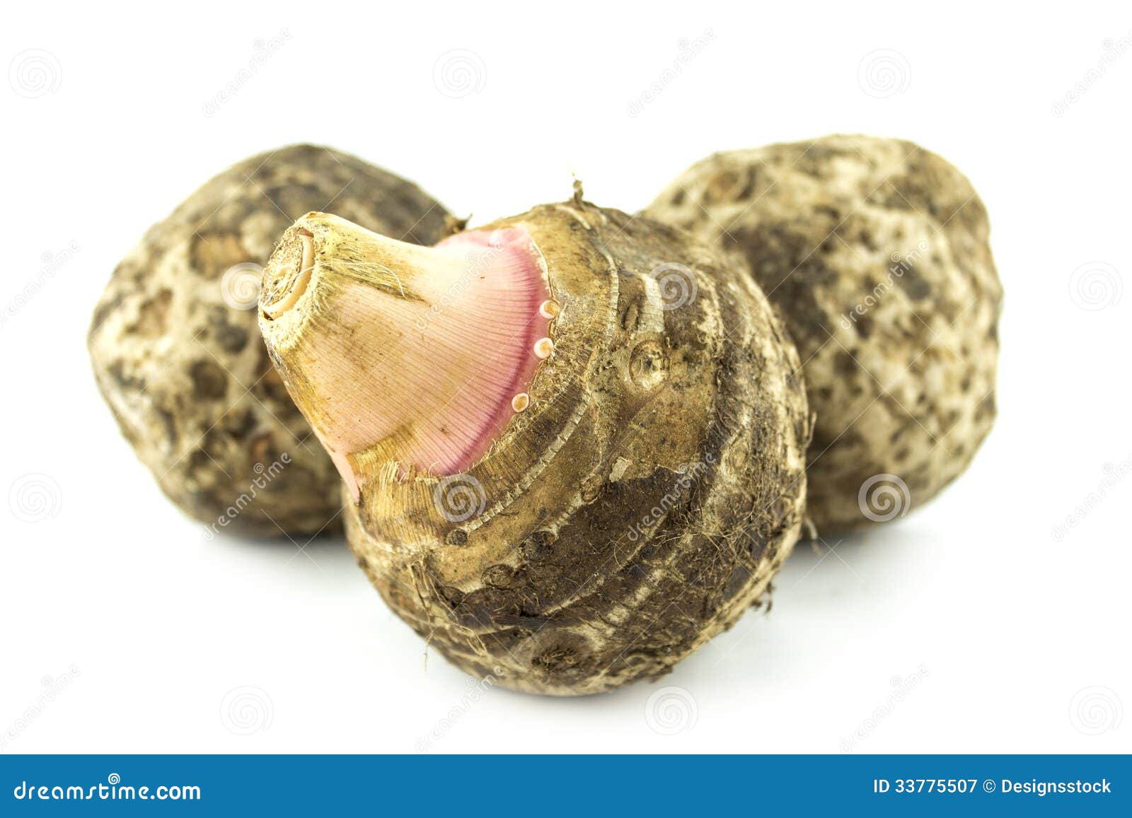 Fresh Taro. Taro Sliced In Half Cut. Isolated On White Background Stock ...