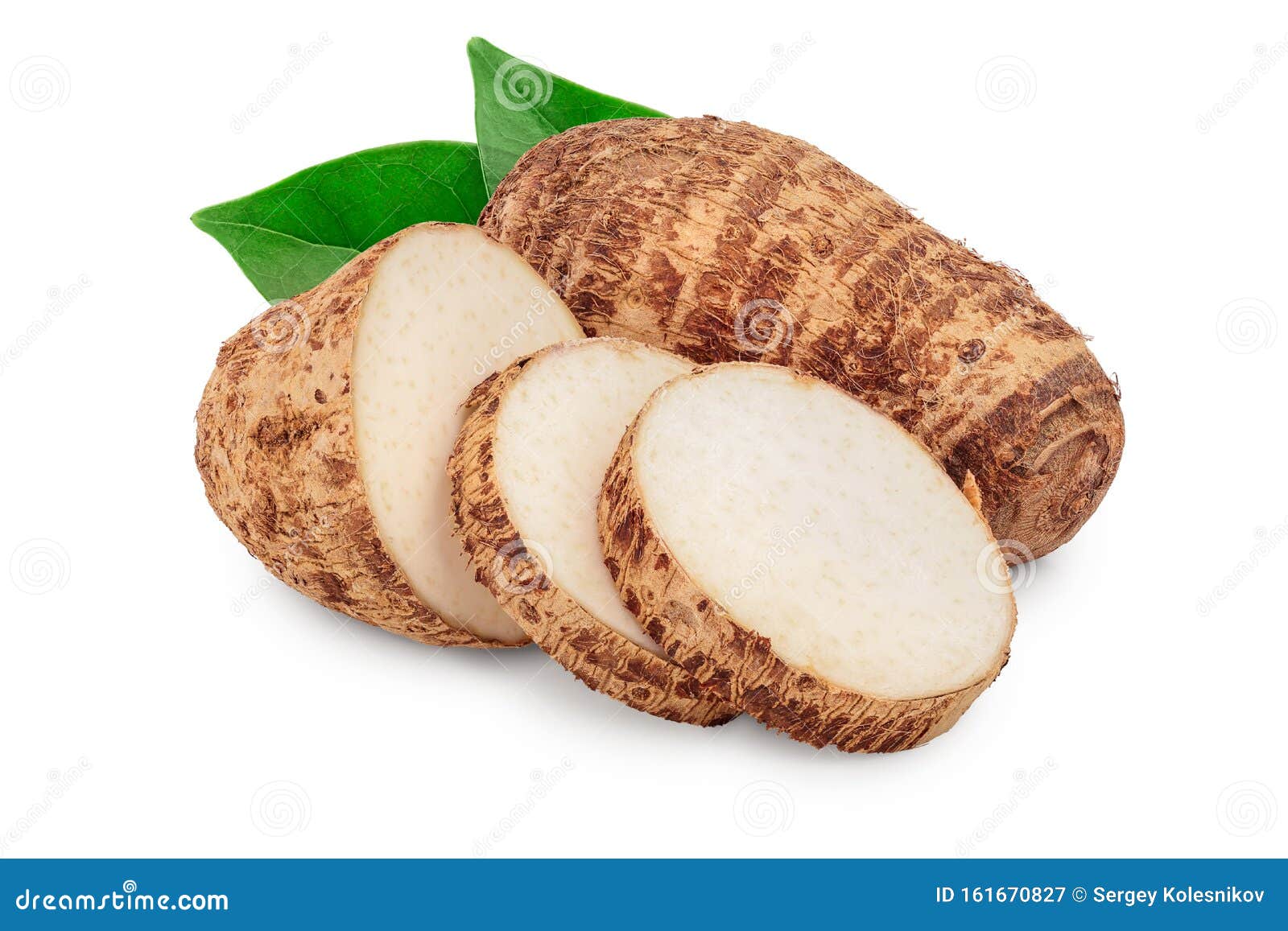 Fresh Taro Root with Slices Isolated on White Background Stock Image ...