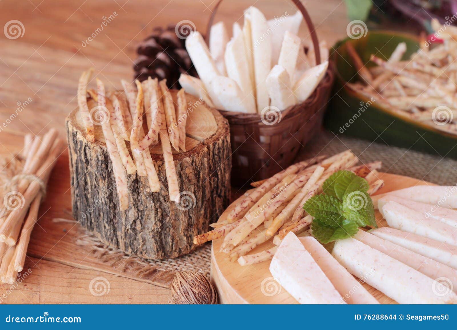 Fresh Taro and Taro Stick with Salt. Stock Photo - Image of chip ...