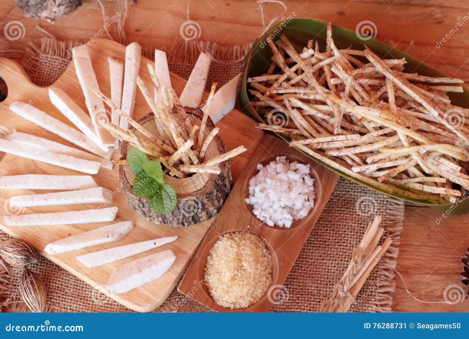 Fresh Taro and Taro Stick with Salt. Stock Image - Image of fried ...