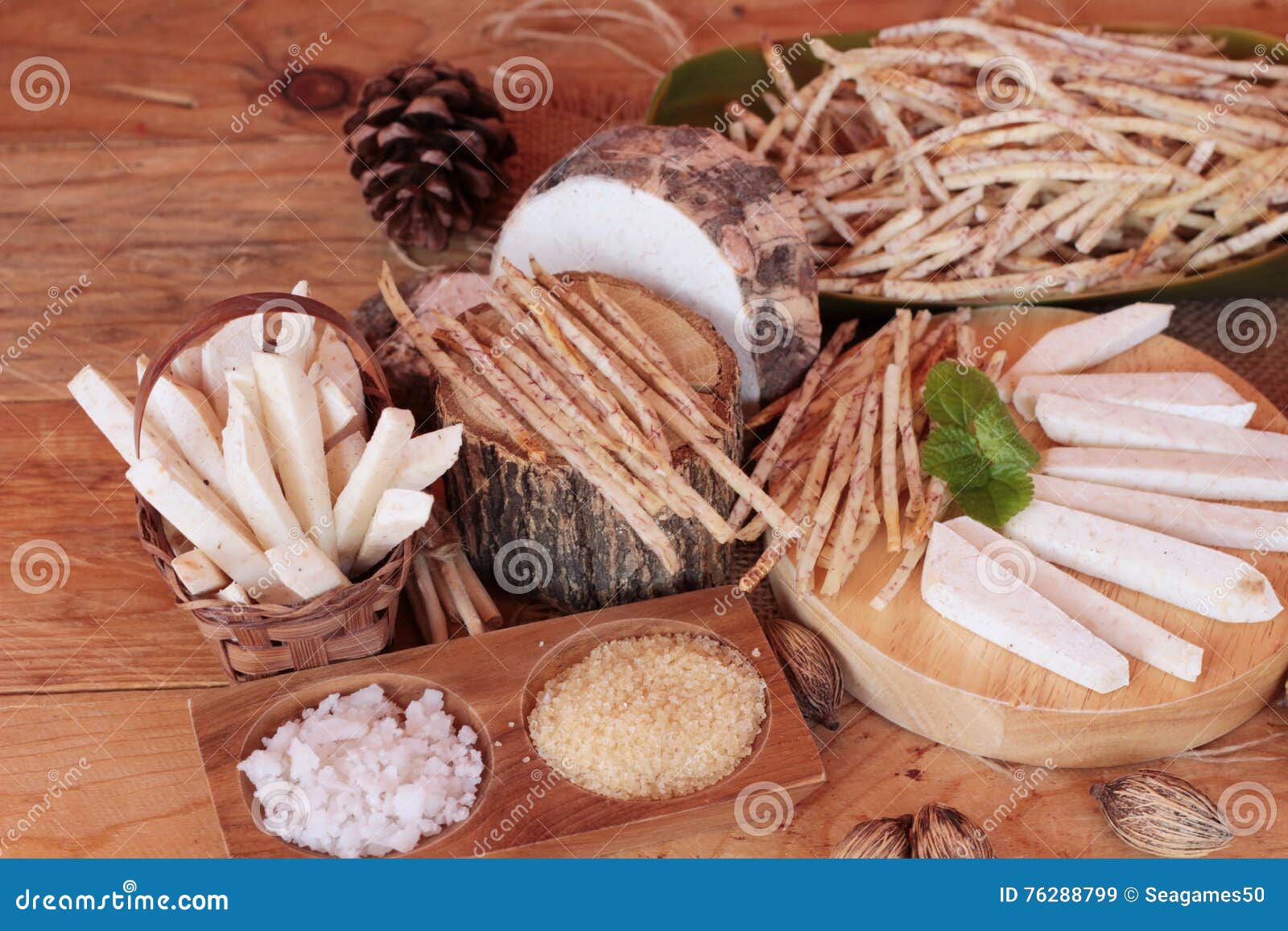 Fresh Taro and Taro Stick with Salt. Stock Image - Image of healthy ...