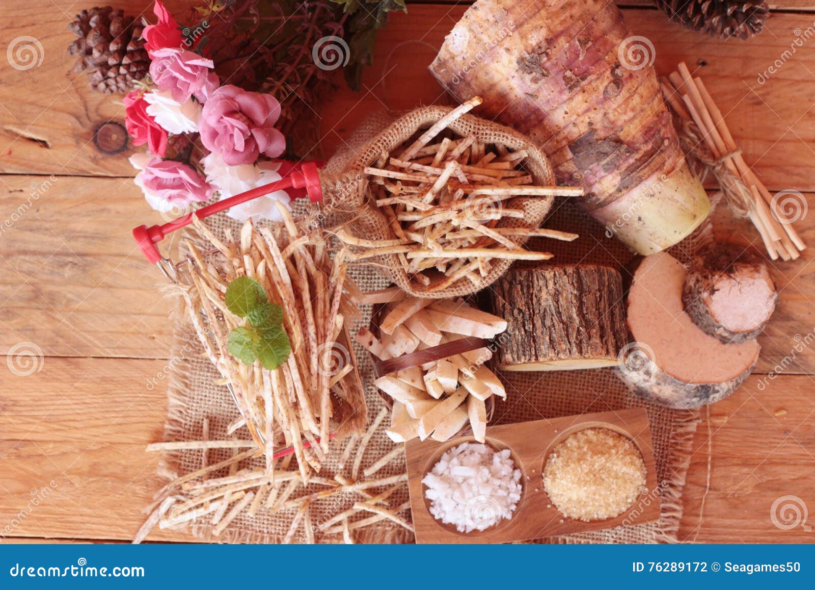 Fresh Taro and Taro Stick with Salt. Stock Photo - Image of festival ...