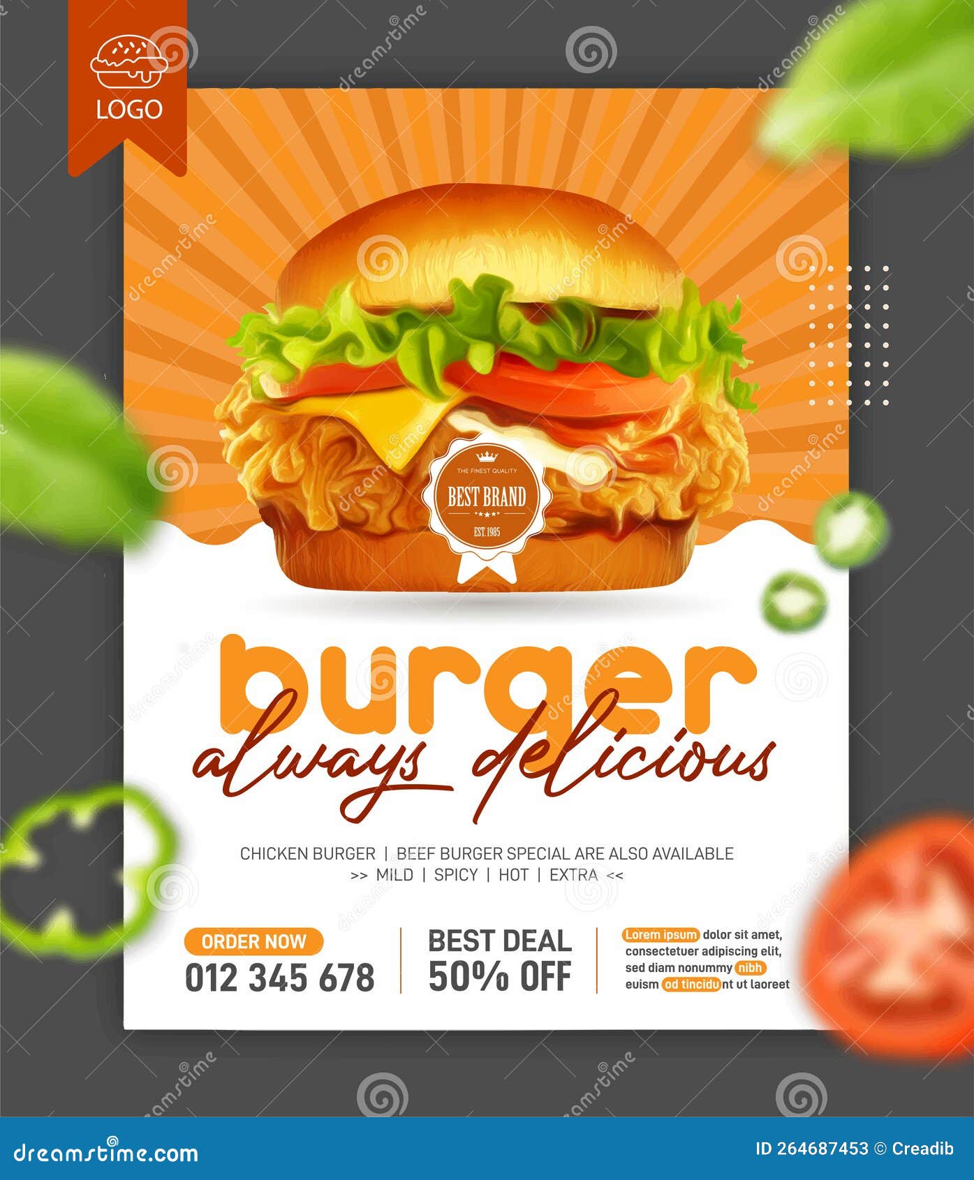 Fresh Tasty Burger Promotion in 3d Illustration Stock Vector ...