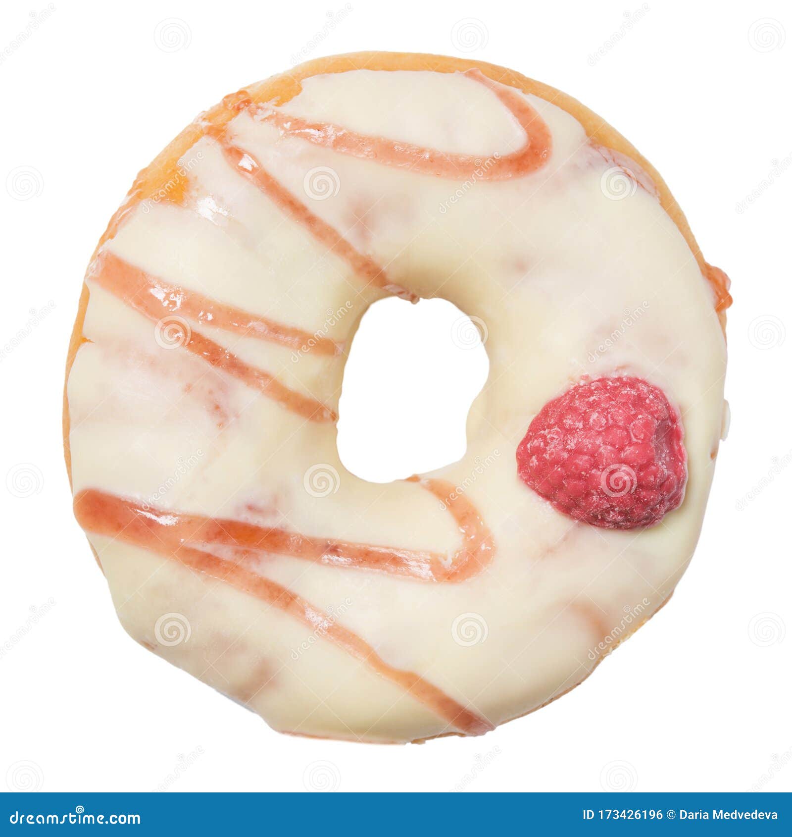Donut with Raspberry and Jam Isolated on White Background Stock Photo ...