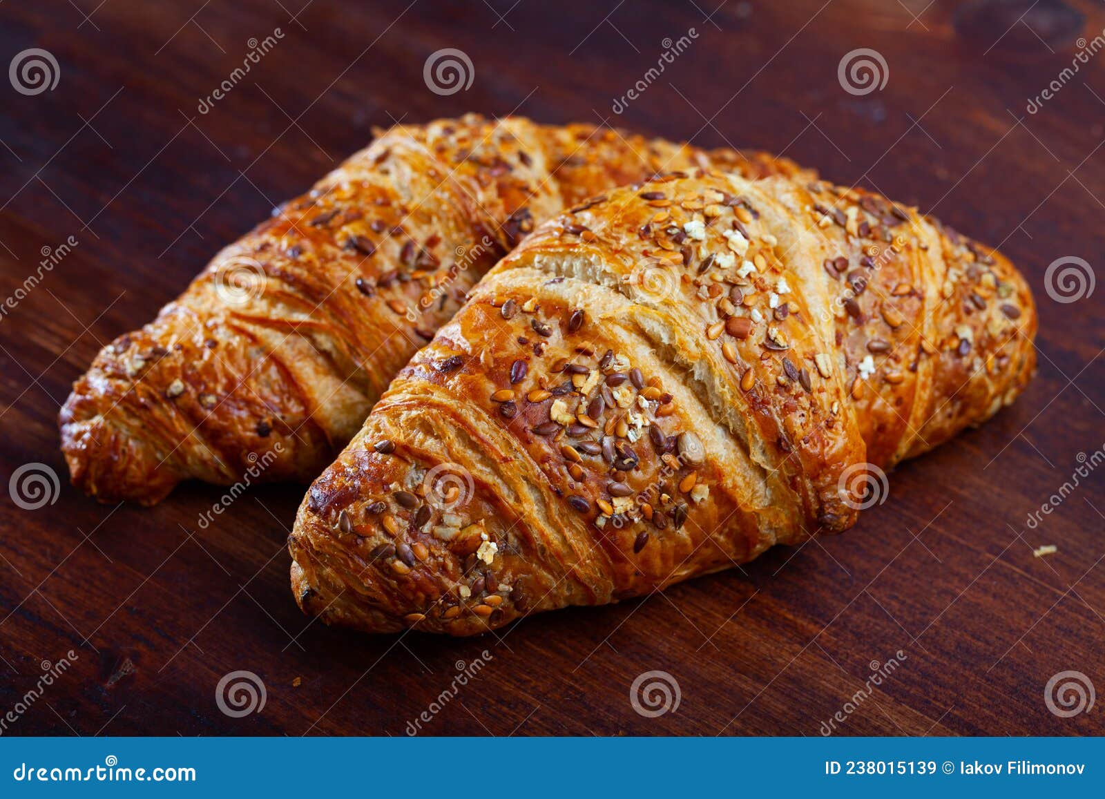 Fresh Tasty Multigrain Croissants on Table in Kitchen Stock Image ...