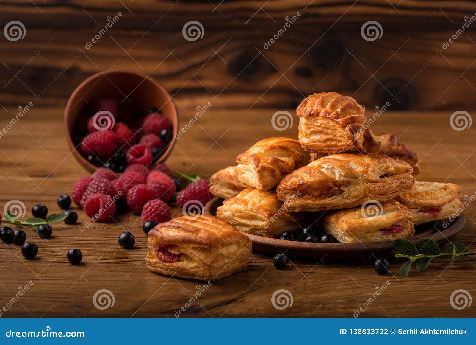 Fresh Tasty Pastries with Raspberry Jam Stock Photo - Image of party ...