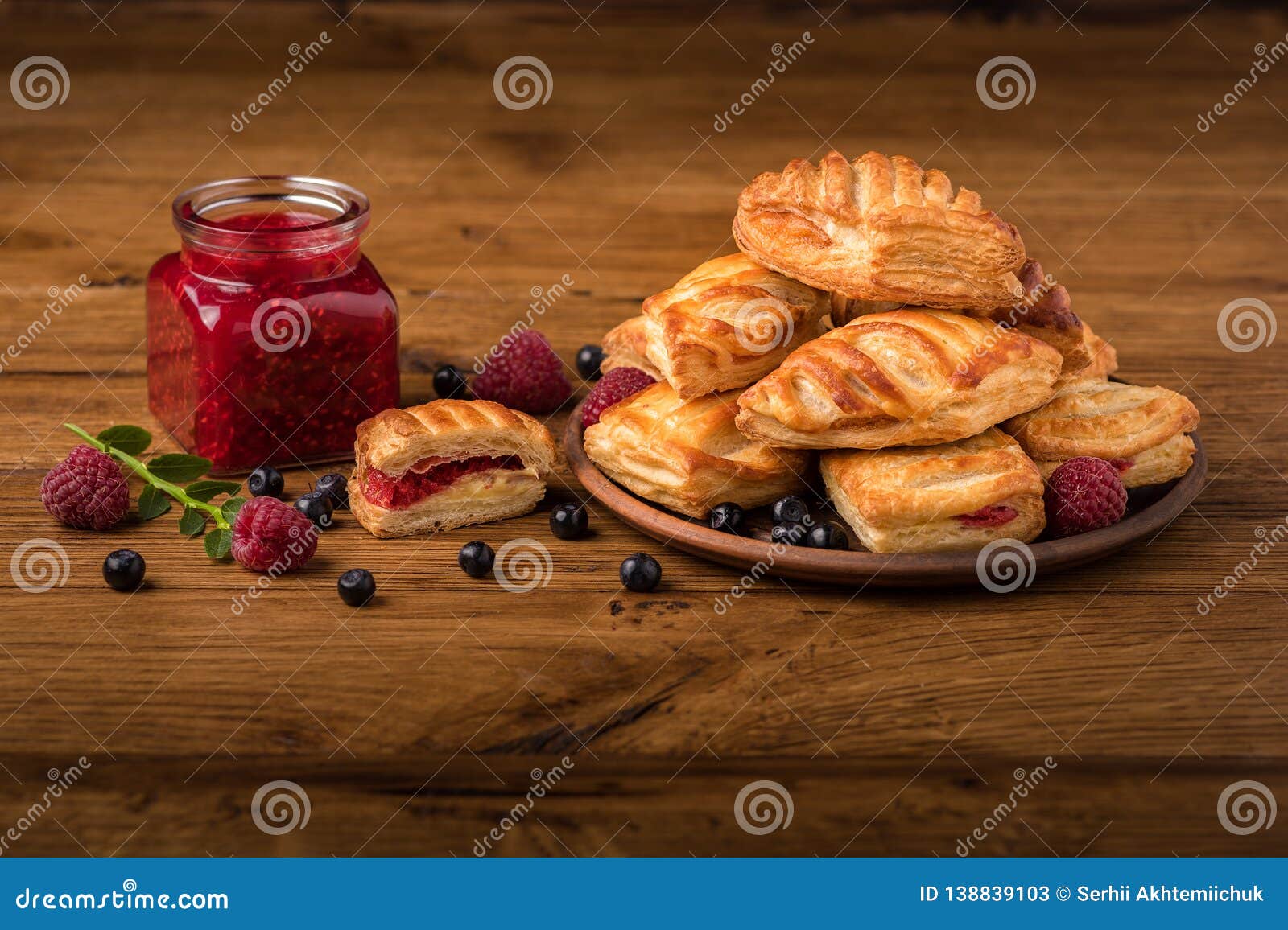 Fresh Tasty Pastries with Raspberry Jam Stock Image - Image of sweet ...