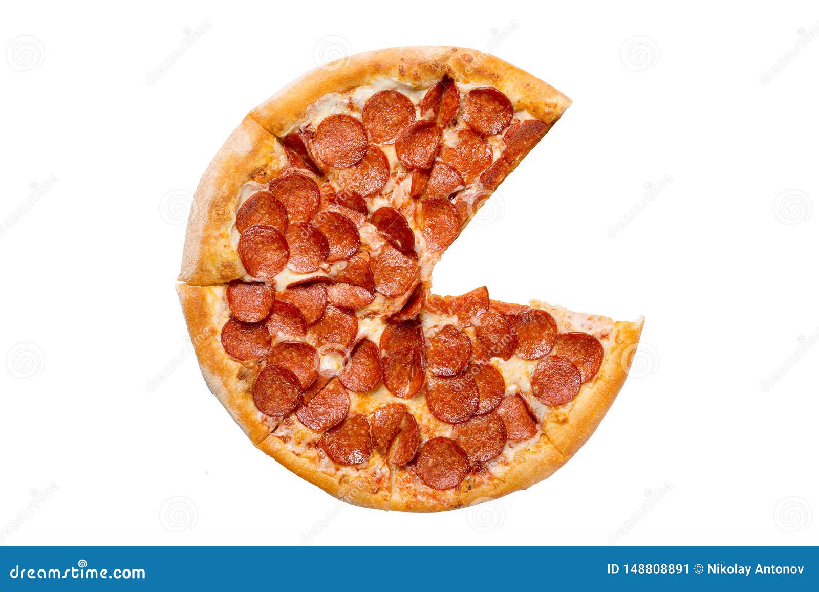 Fresh Tasty Pepperoni Pizza Without One Slice Isolated On White ... Fresh Tasty Pepperoni Pizza Without One Slice Isolated On White ...
