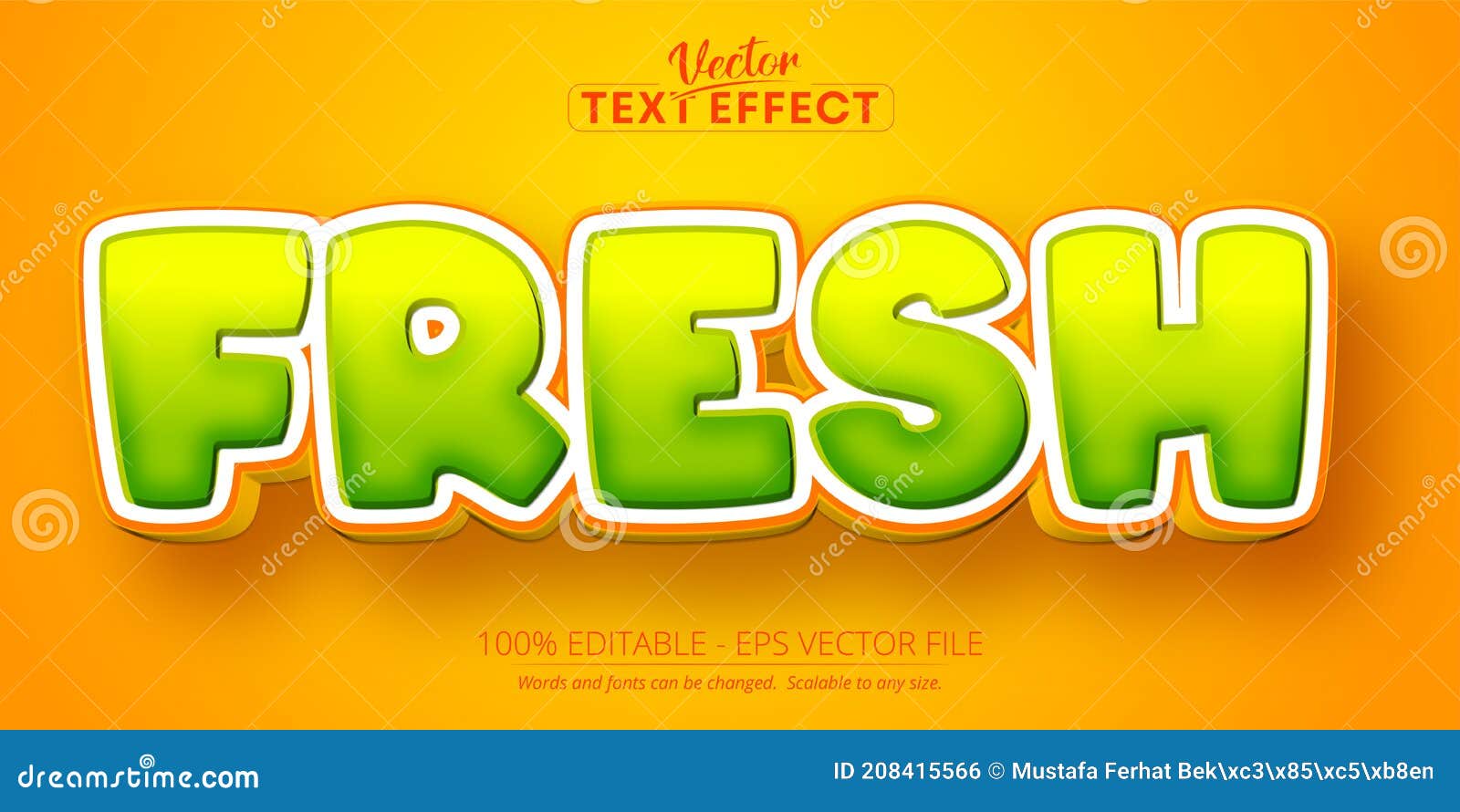 Fresh Text, Cartoon Style Editable Text Effect Stock Vector ...