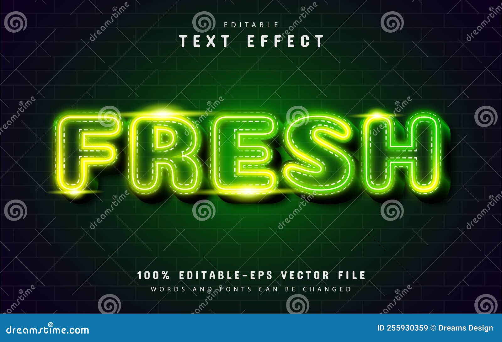 Fresh Text Effect with Green Light Stock Vector - Illustration of ...