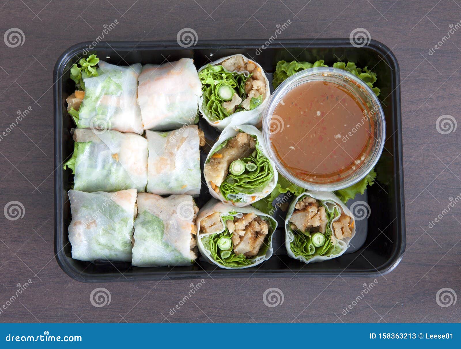 Fresh Thai Spring Rolls in a Take Away Container Stock Image - Image of ...