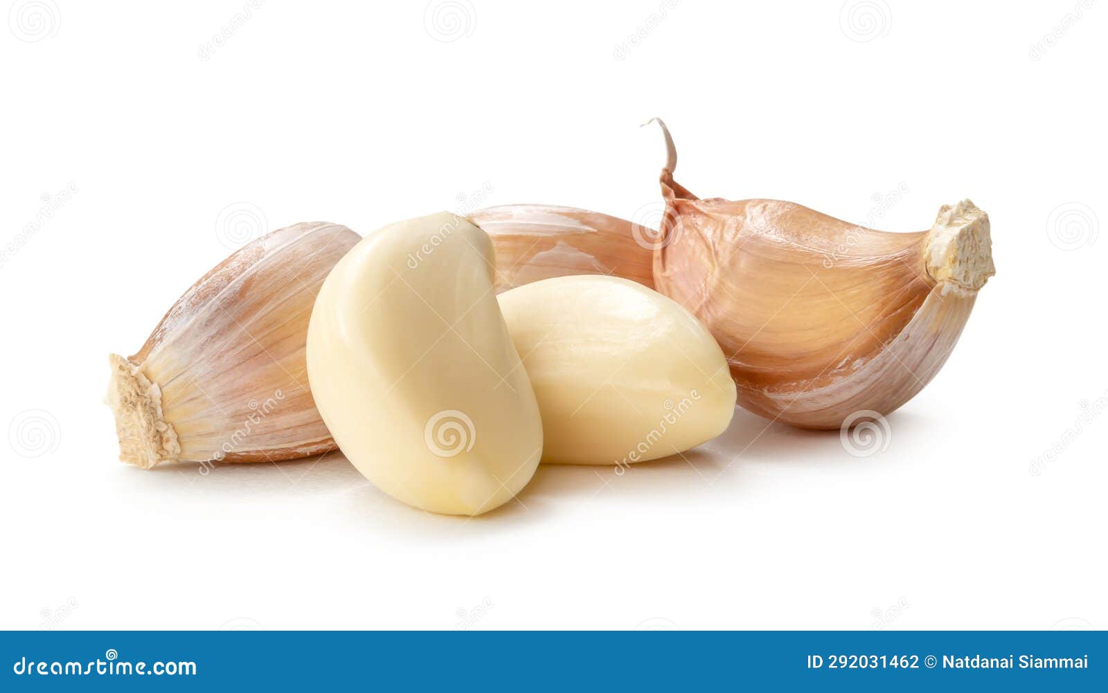 Fresh Three Garlic Cloves in Stack Isolated on White Background with ...