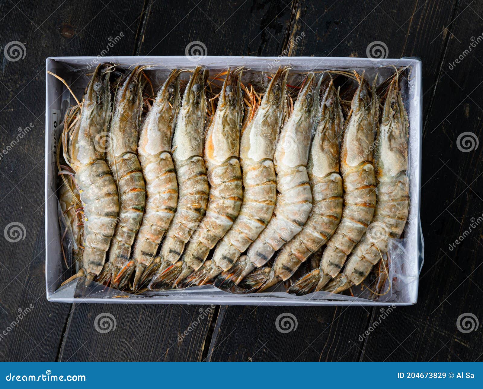 Fresh Tiger Shrimps Packing in Box. Stock Image - Image of luxurious ...