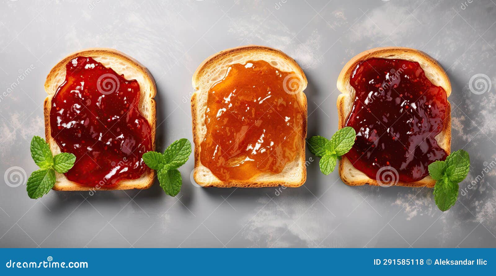 Fresh Toast Bread with Different Jams. Top View, Flat Lay. Generative ...
