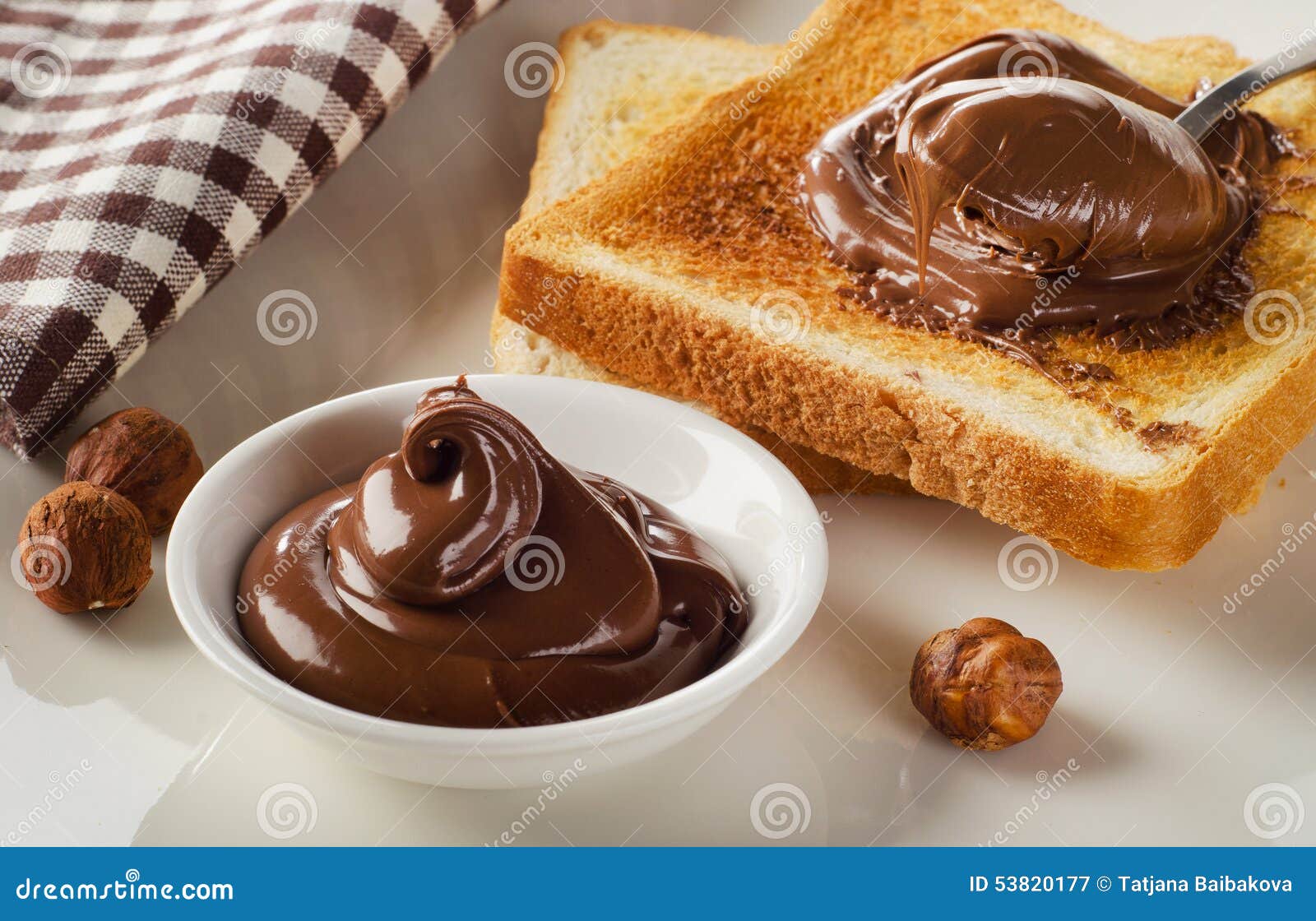 Fresh Toast with Sweet Chocolate Spread for Breakfast Stock Image ...