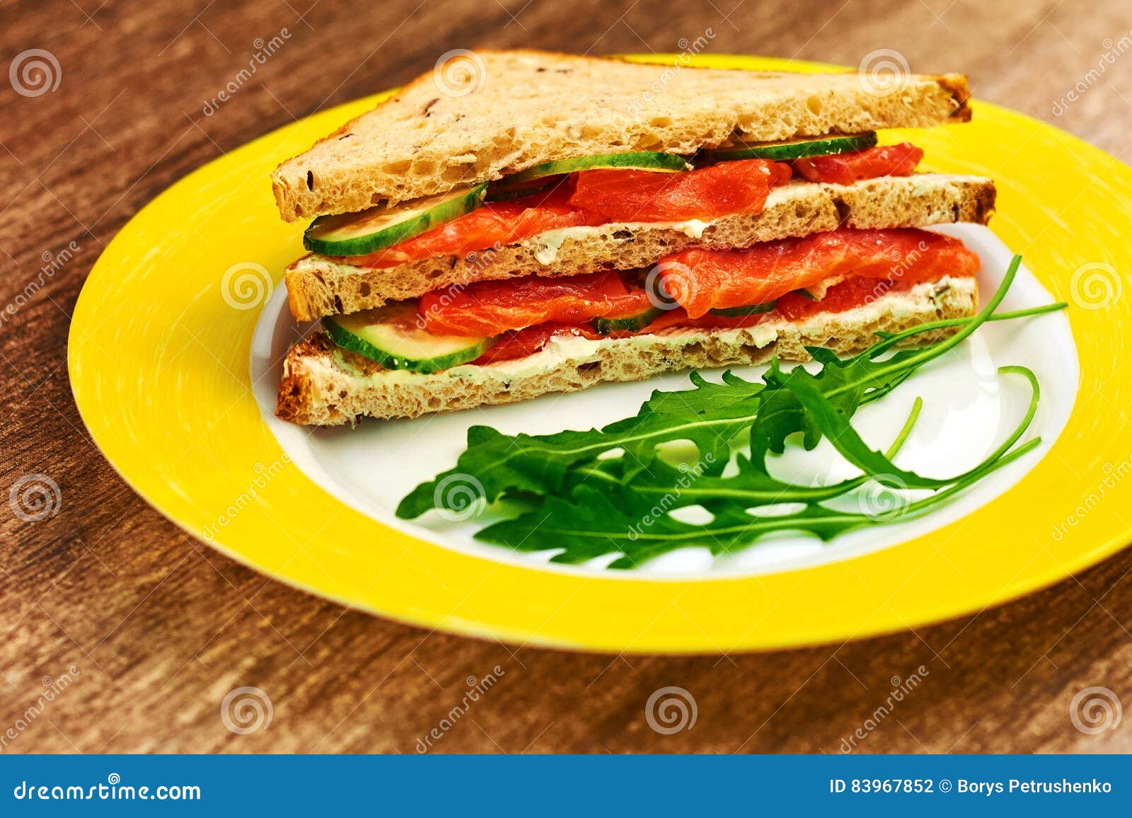 Fresh Toasted Panini Blt Sandwich with Salmon. Stock Photo - Image of ...