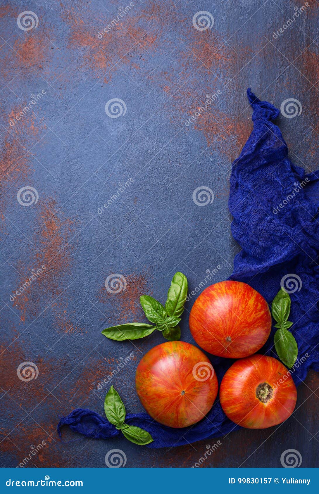 Fresh Tomato on Blue Rusty Background. Stock Image - Image of king ...