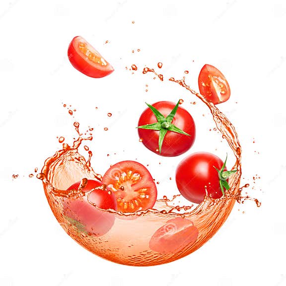 Fresh Tomato with Juice Splash Stock Image - Image of forming, tomato ...