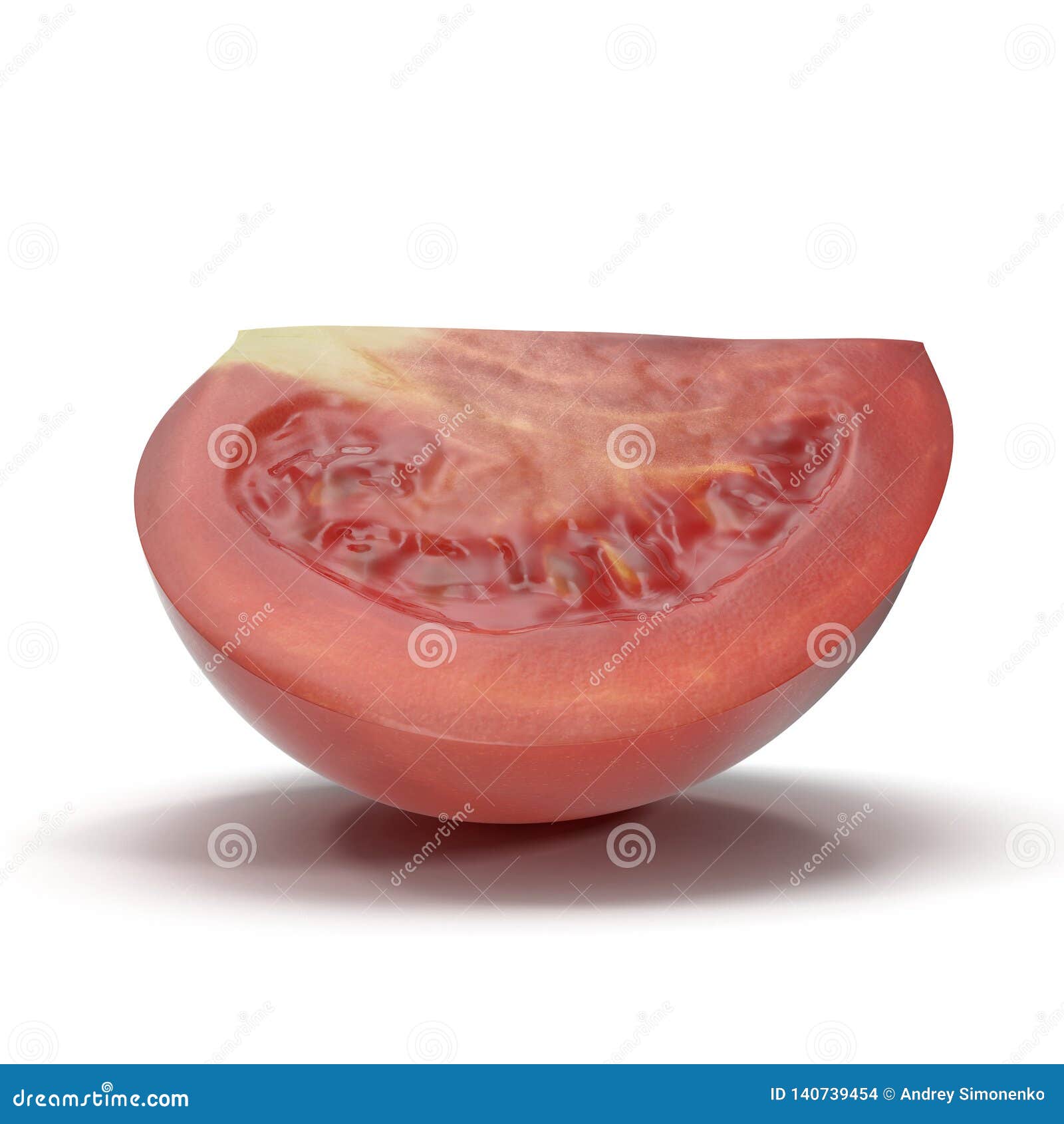 Fresh Tomato Quarter Sliced Isolated on White Background. 3D ...