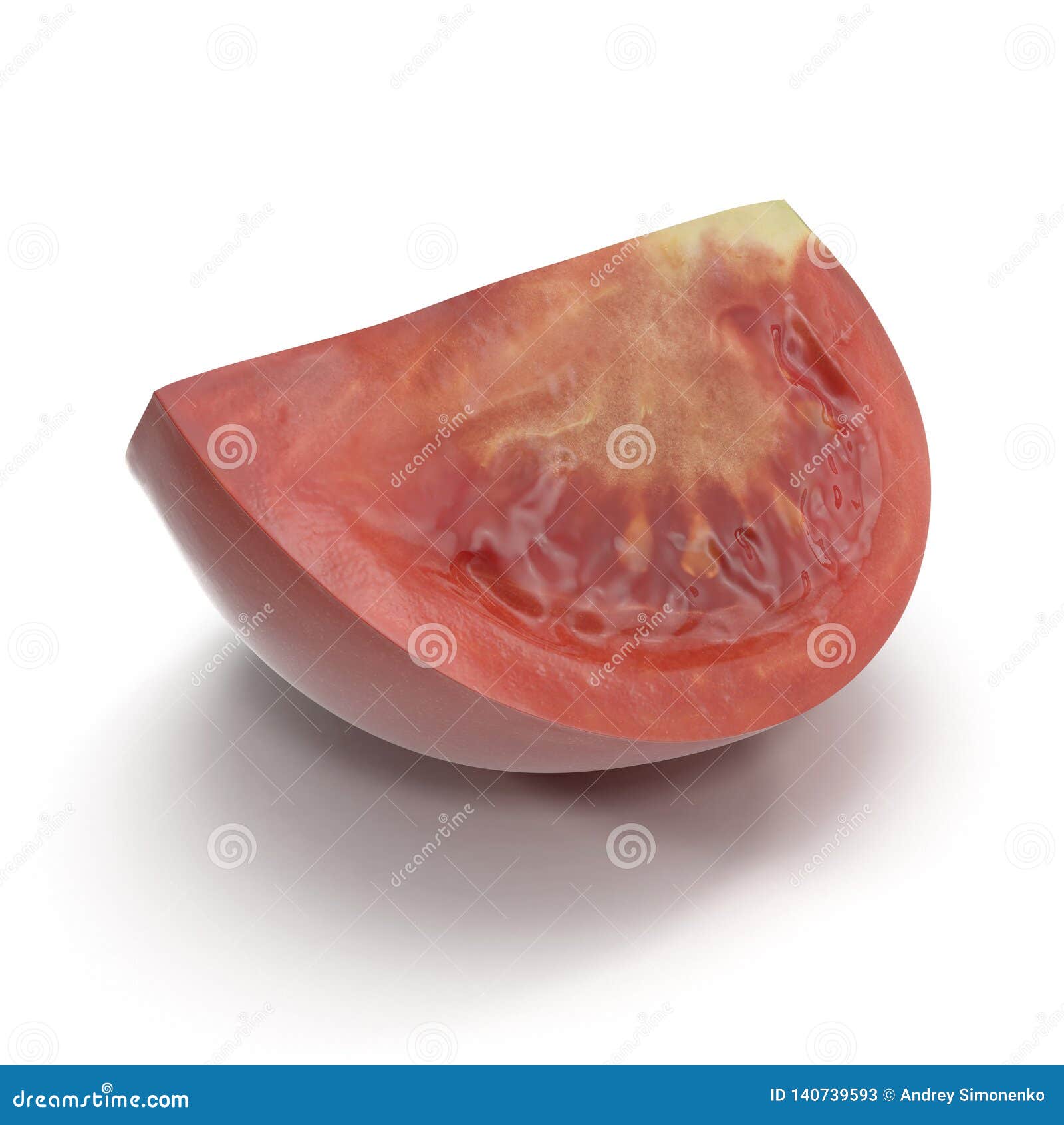 Fresh Tomato Quarter Sliced Isolated on White Background. 3D ...