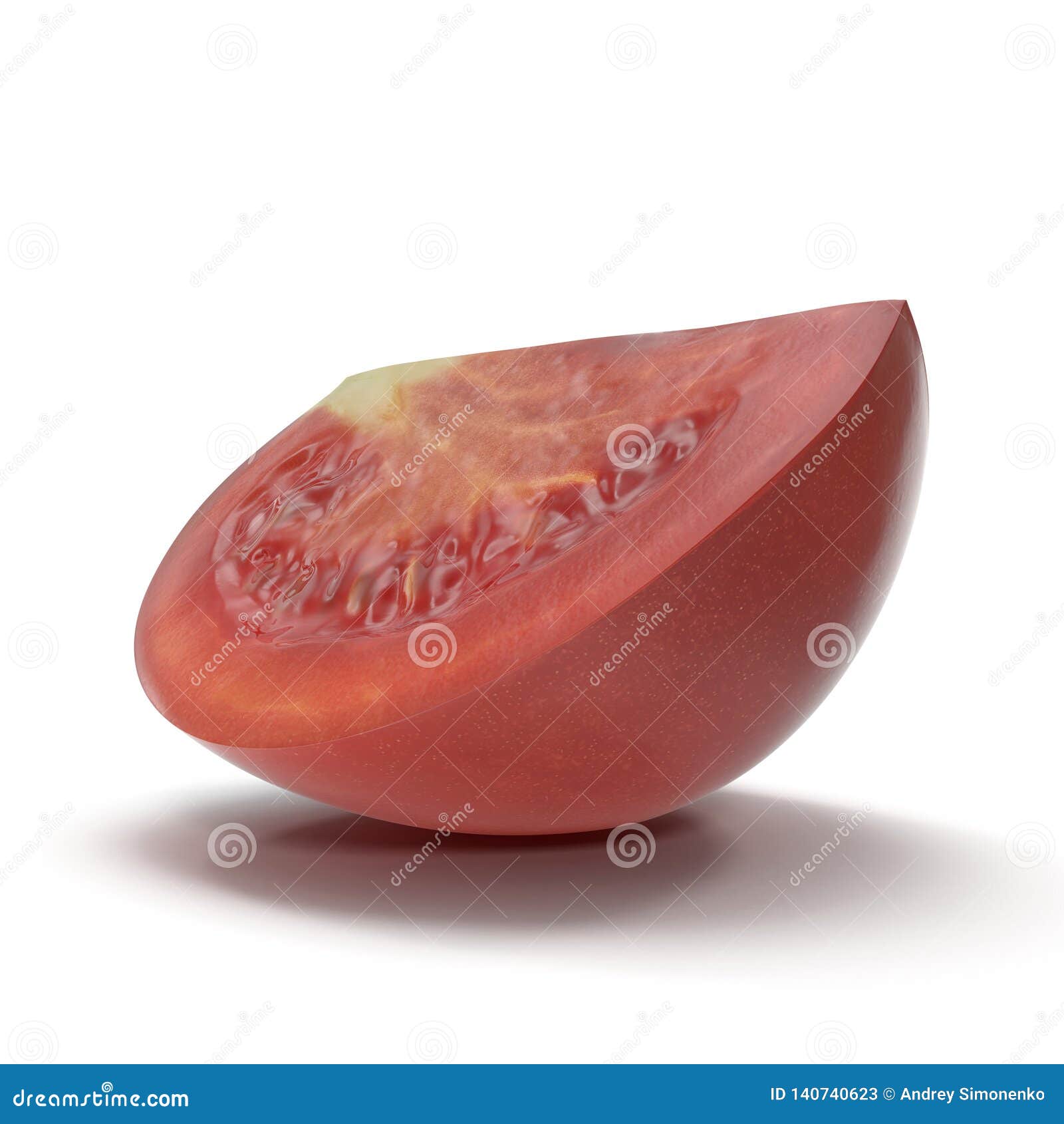 Fresh Tomato Quarter Sliced Isolated on White Background. 3D ...