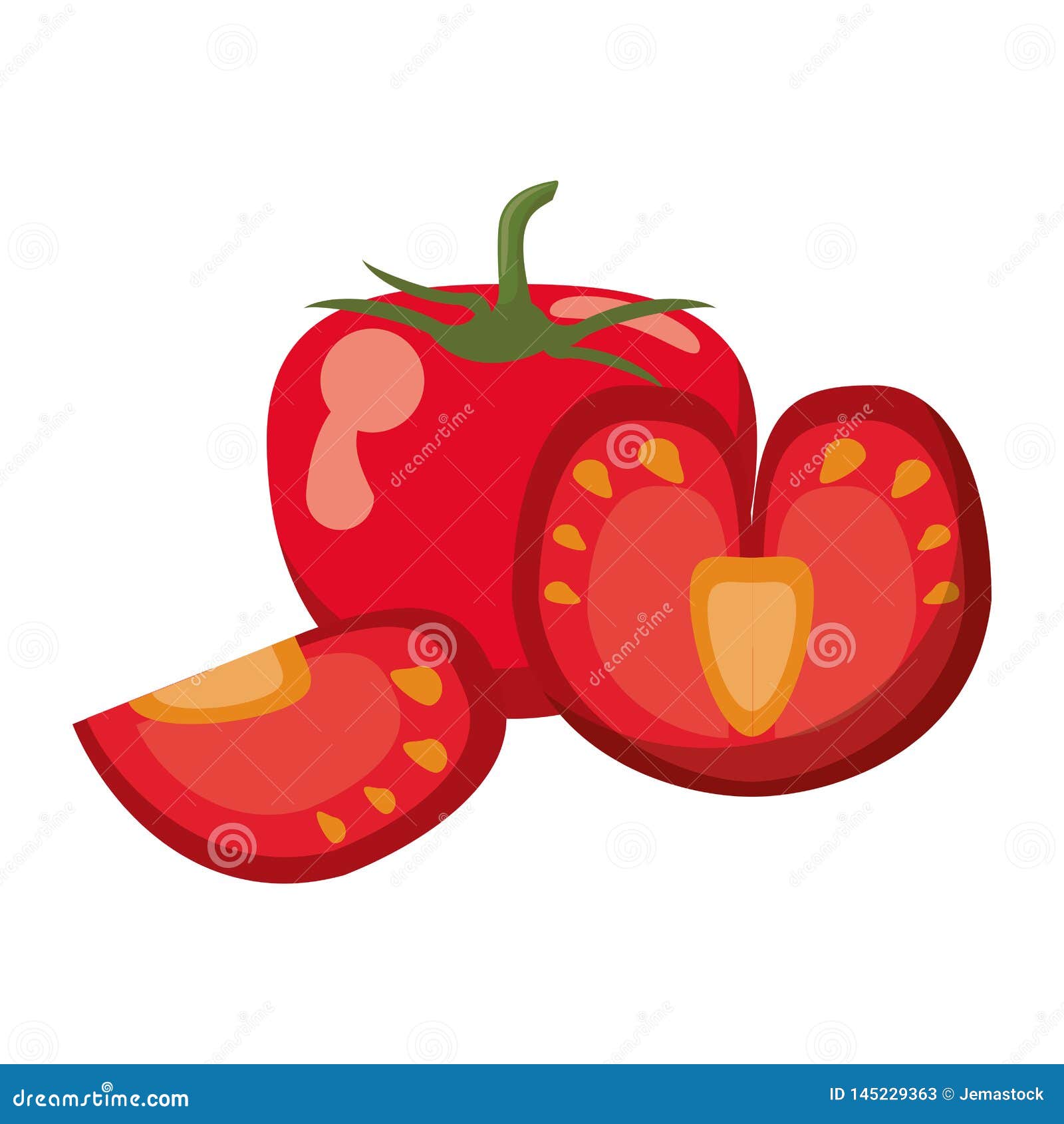 Fresh Tomato Slices Cartoon Stock Vector - Illustration of tomato ...
