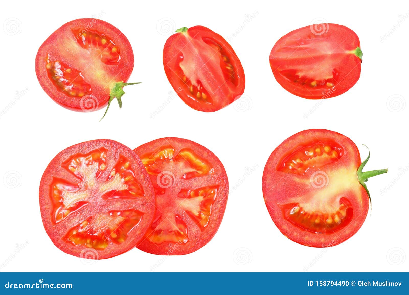 Fresh Tomato Slices Isolated on White Background. Top View Stock Photo ...