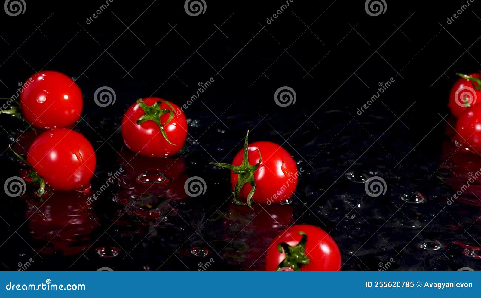 Tomatoes Falling into the Water with a Splash and Bubbles on Black ...