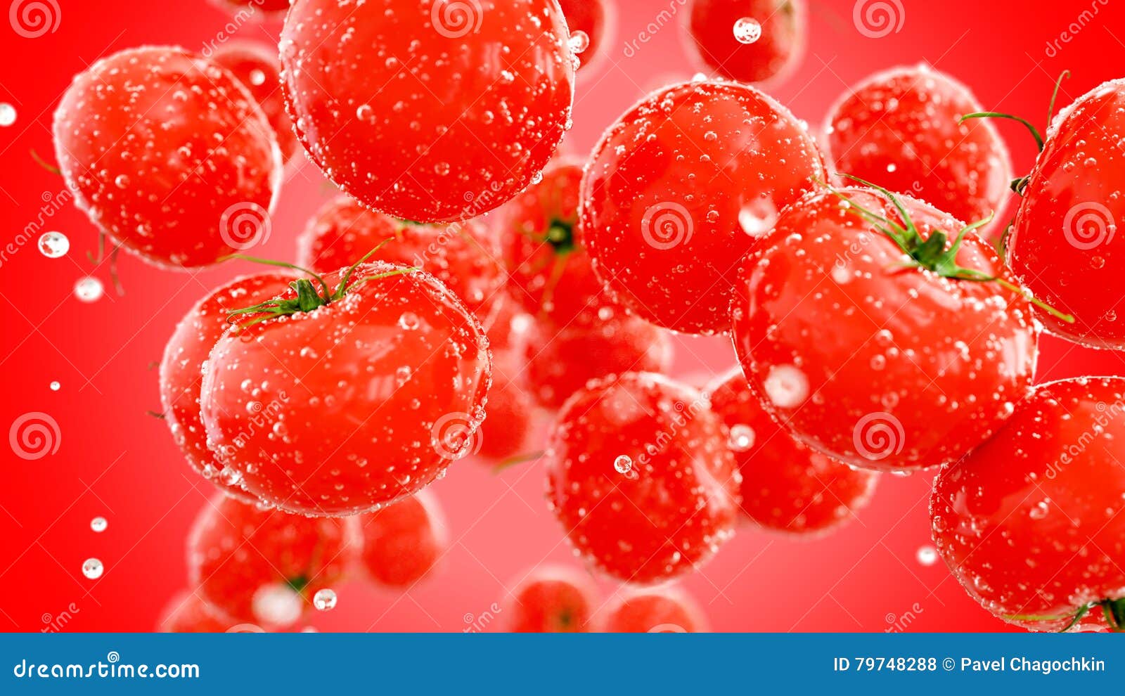 Fresh Tomatoes Falling with Water Drops. Food Concept. Isolate. 3d ...