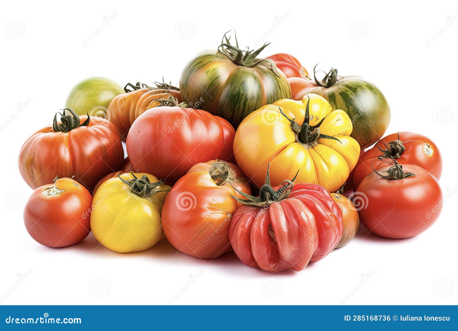 Fresh Tomatoes of Various Shapes and Sizes Stock Illustration ...