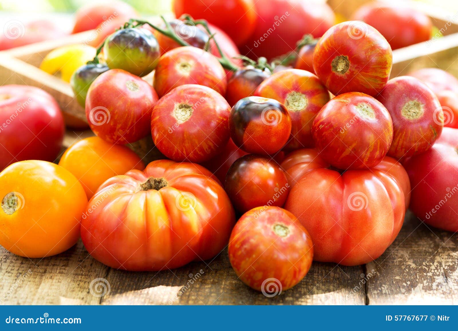 Fresh Tomatoes on Wooden Table Stock Image - Image of table, wooden ...