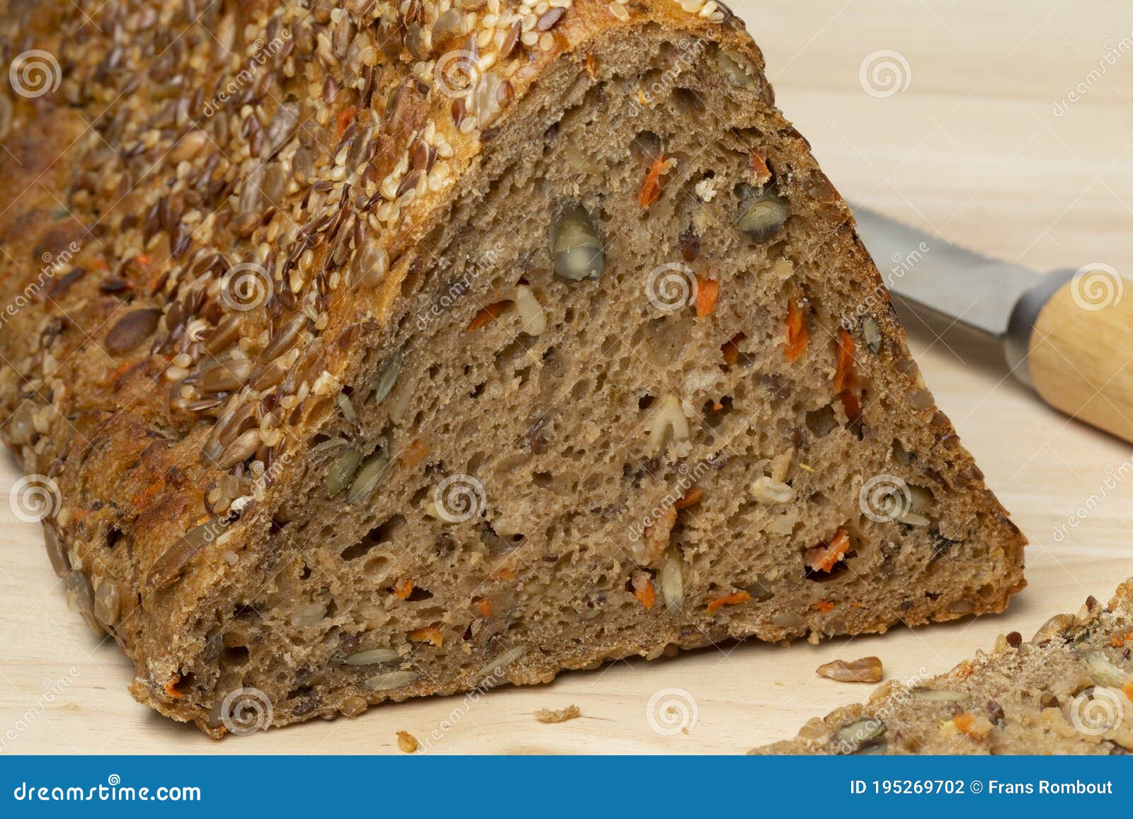 Fresh Triangle Loaf of German Healthy Rye Seed Bread Stock Photo ...