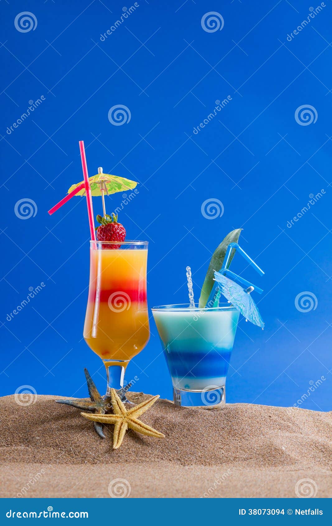 Fresh Tropical Cocktail on Sunny Beach Stock Photo - Image of cocktail ...