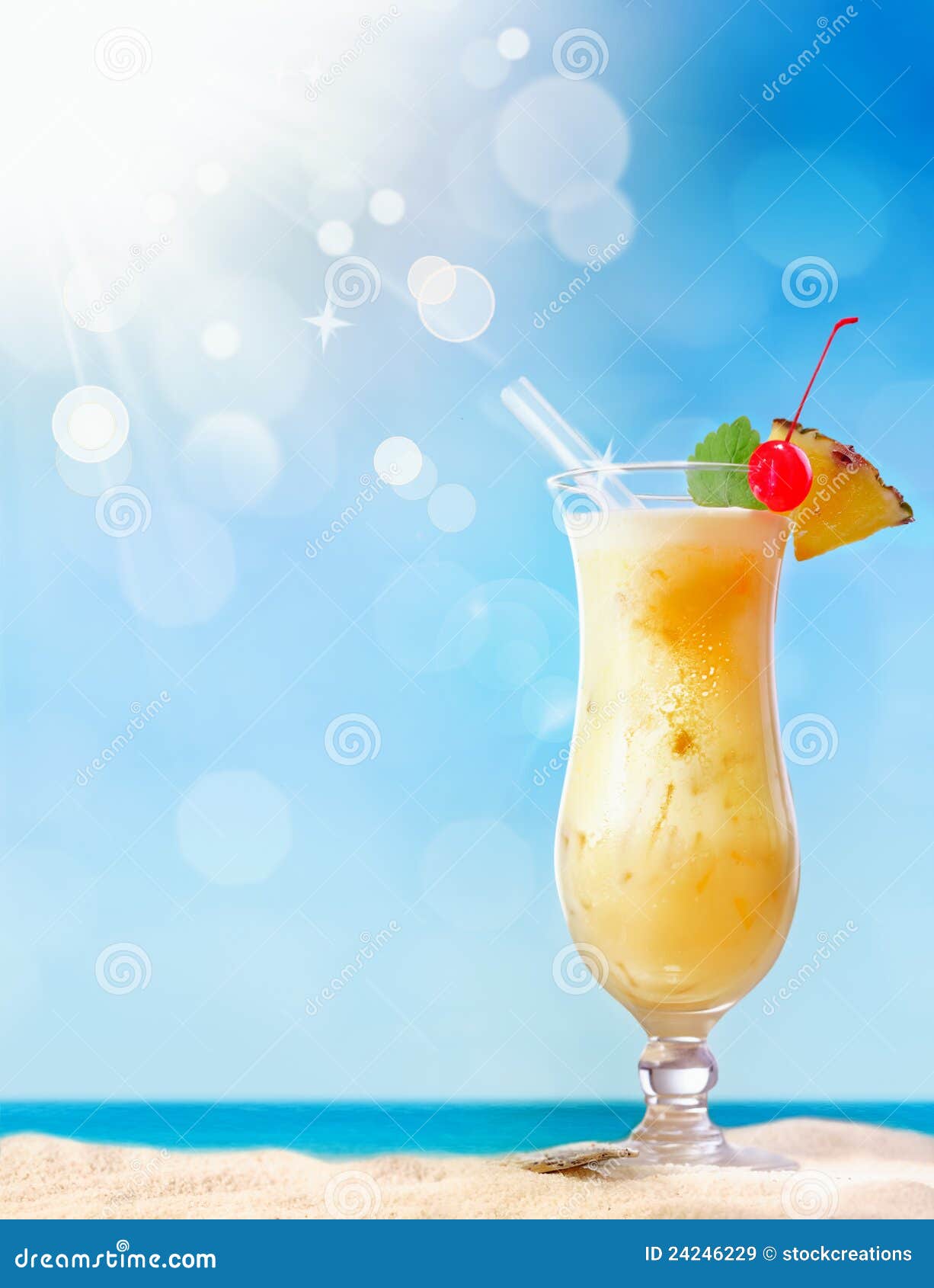 Fresh Tropical Coctail on Sunny Beach Stock Image - Image of cocktail ...
