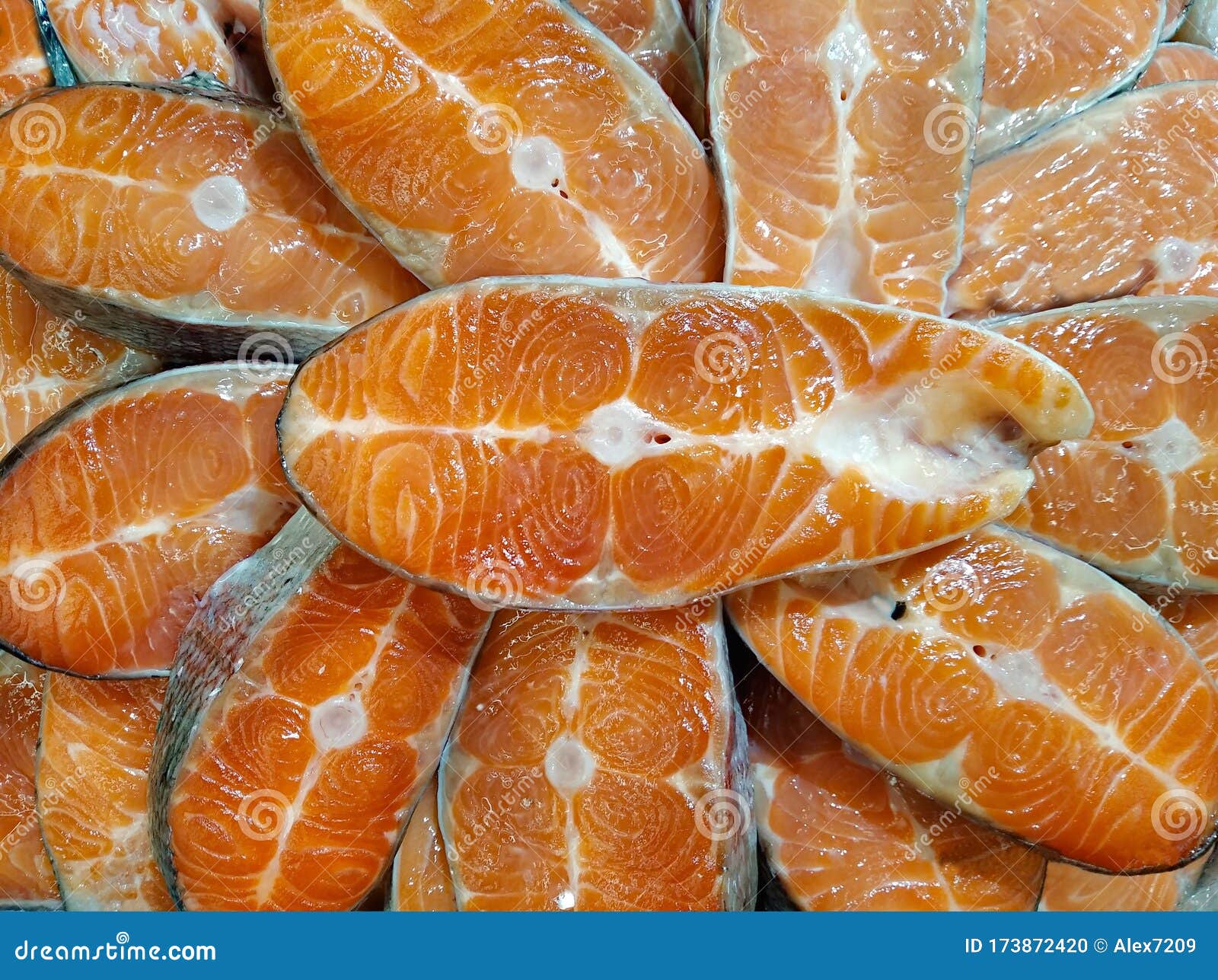 Fresh Trout Chopped Fish Steaks Stock Photo - Image of orange, fillet ...