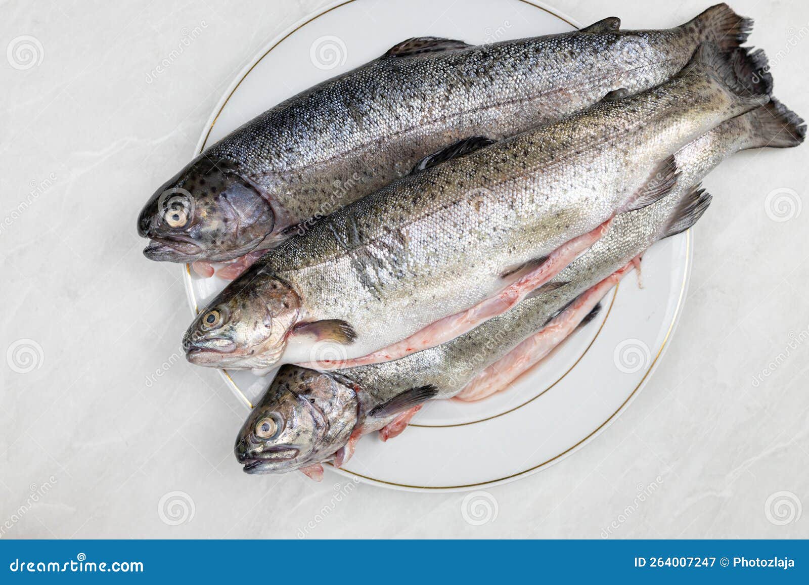 Fresh Trout on the Plate Ready for Preparing Stock Image - Image of ...