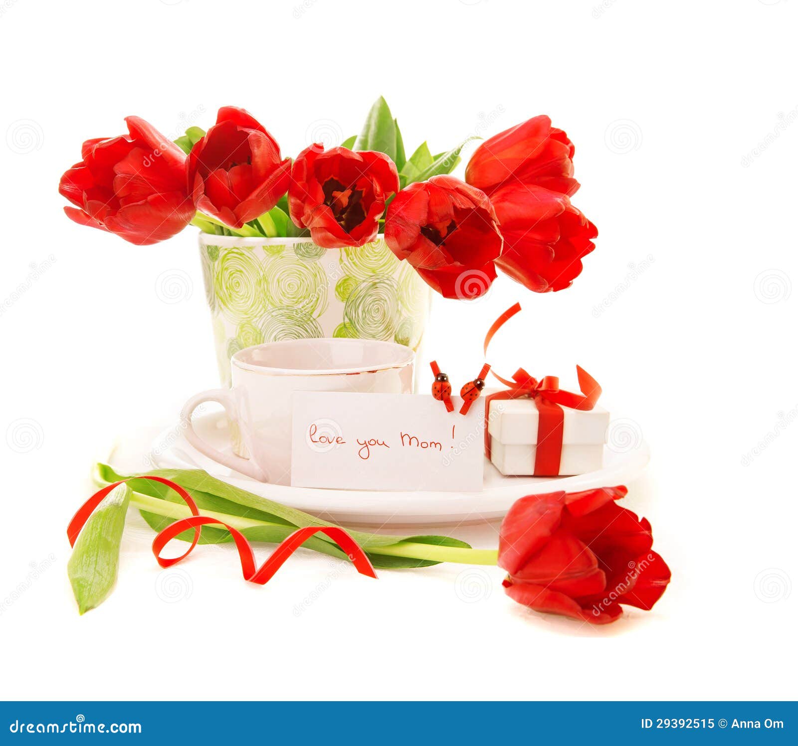 Fresh Tulip Flowers with Morning Coffee Stock Image - Image of green ...