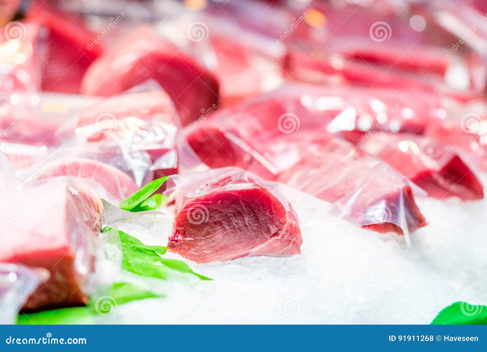 Fresh Tuna Fish on Market Display Stock Photo - Image of healthy ...
