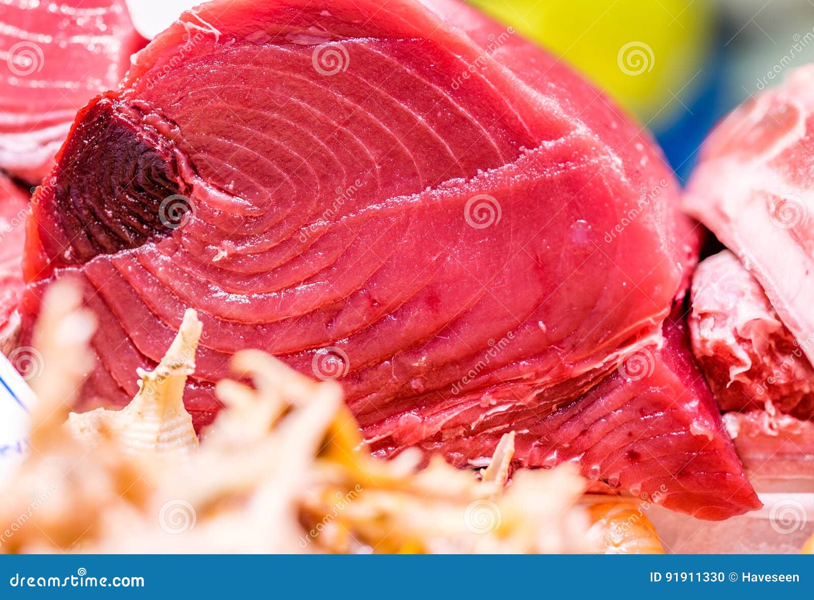 Fresh Tuna Fish on Market Display Stock Photo - Image of shop, tuna ...