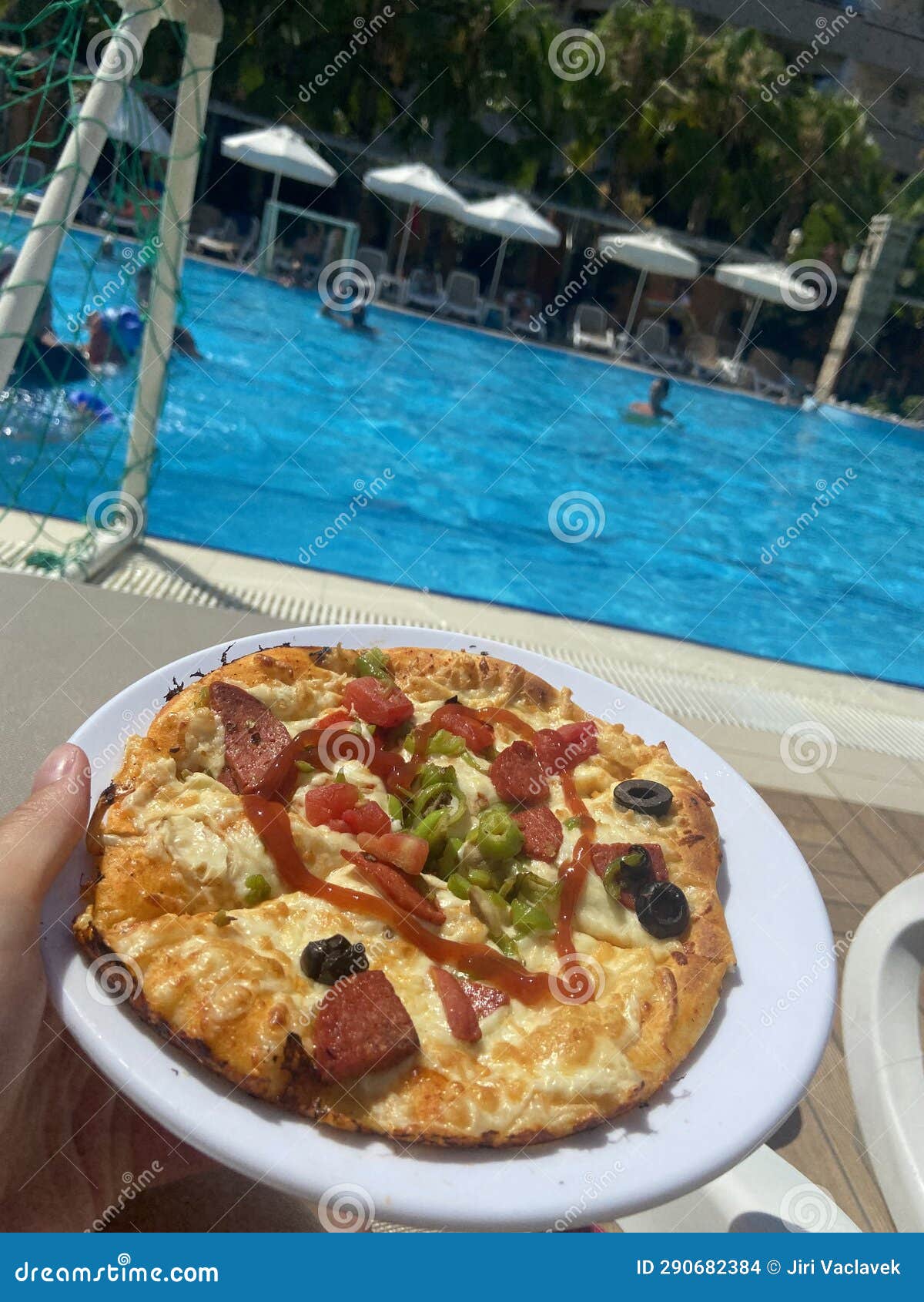 Fresh Turkish Pizza Near the Swimming Pool Stock Photo - Image of ...
